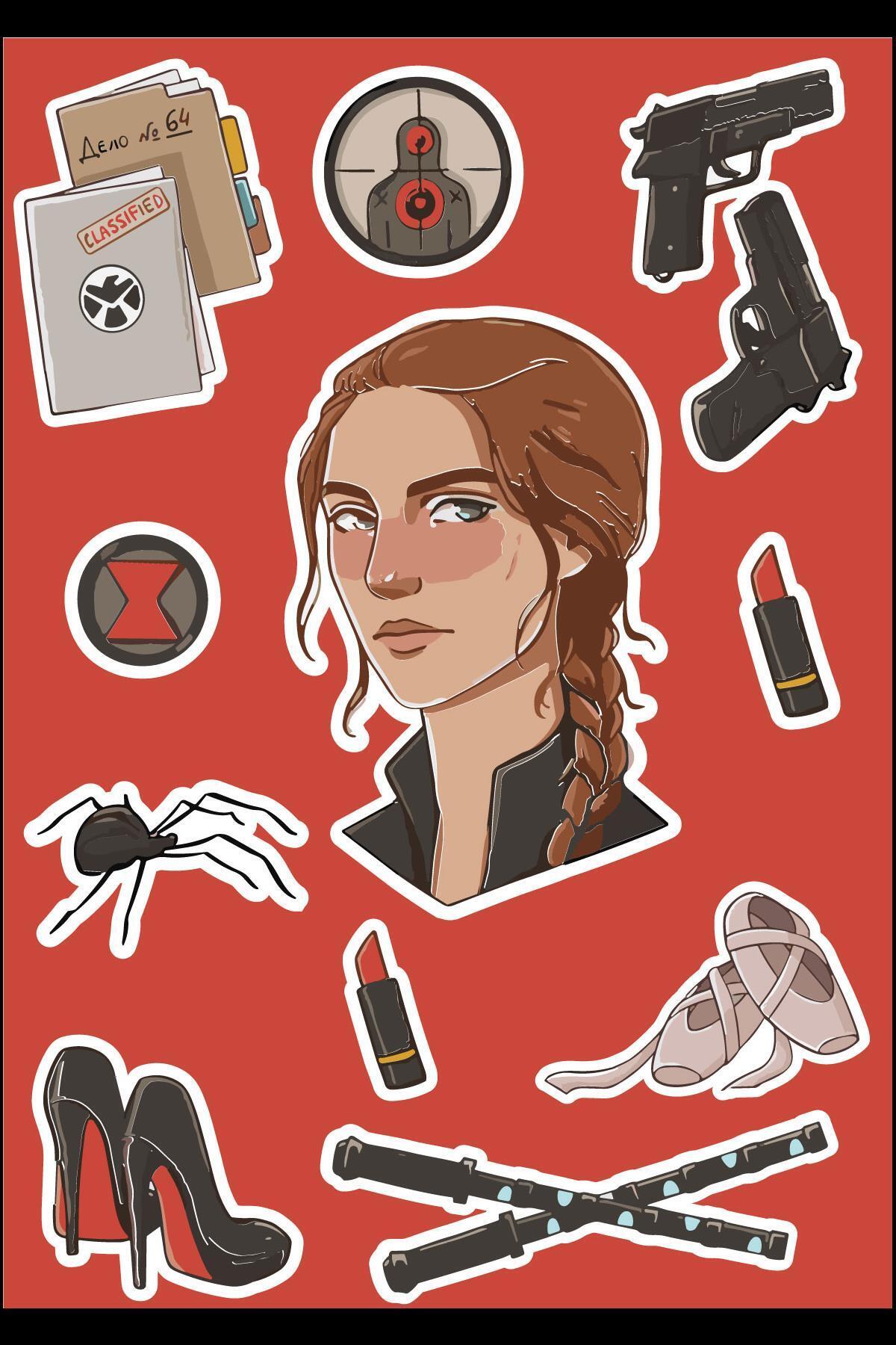 Anime Marketi Black Widow Sticker Seti - Ajanda - Laptop - Telefon ...