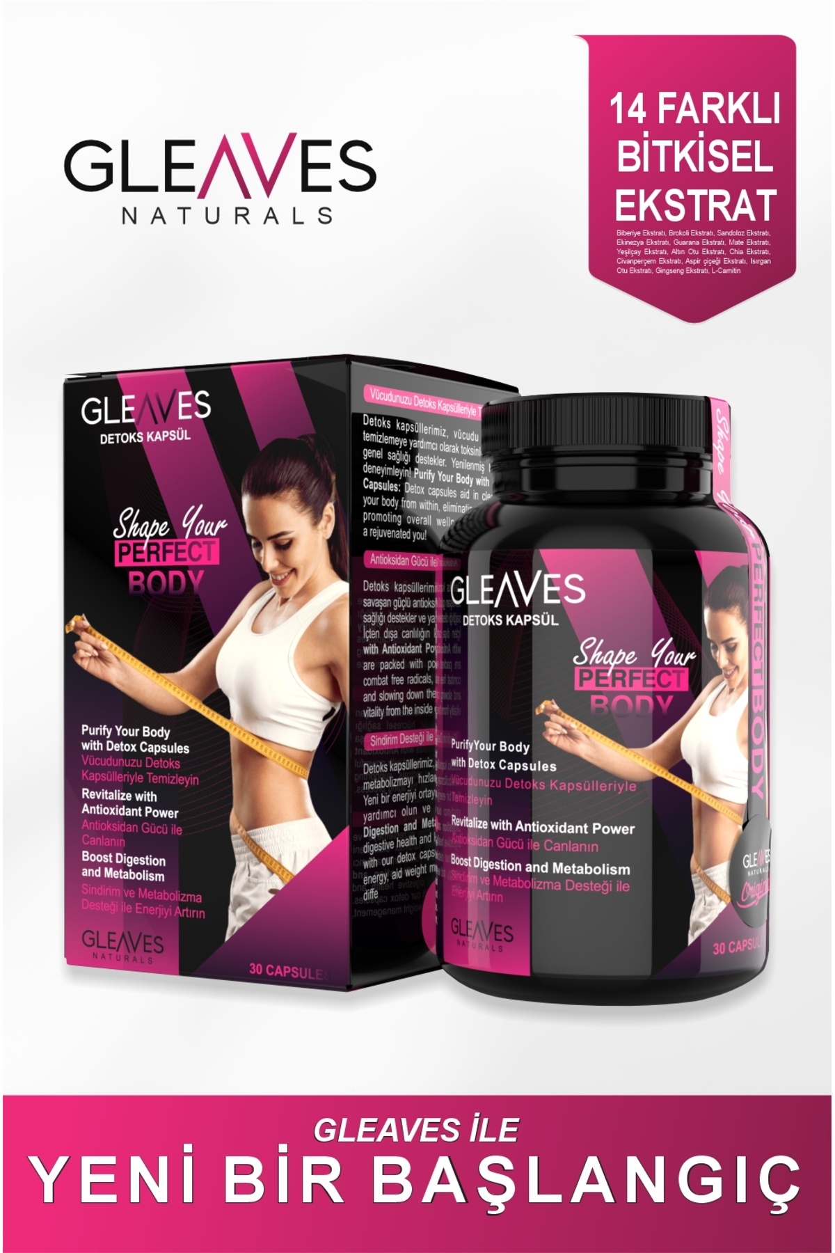 Gleaves Naturals Bitkisel Formüllü Detoks Kapsül/biberiye, Mate, Chia ...