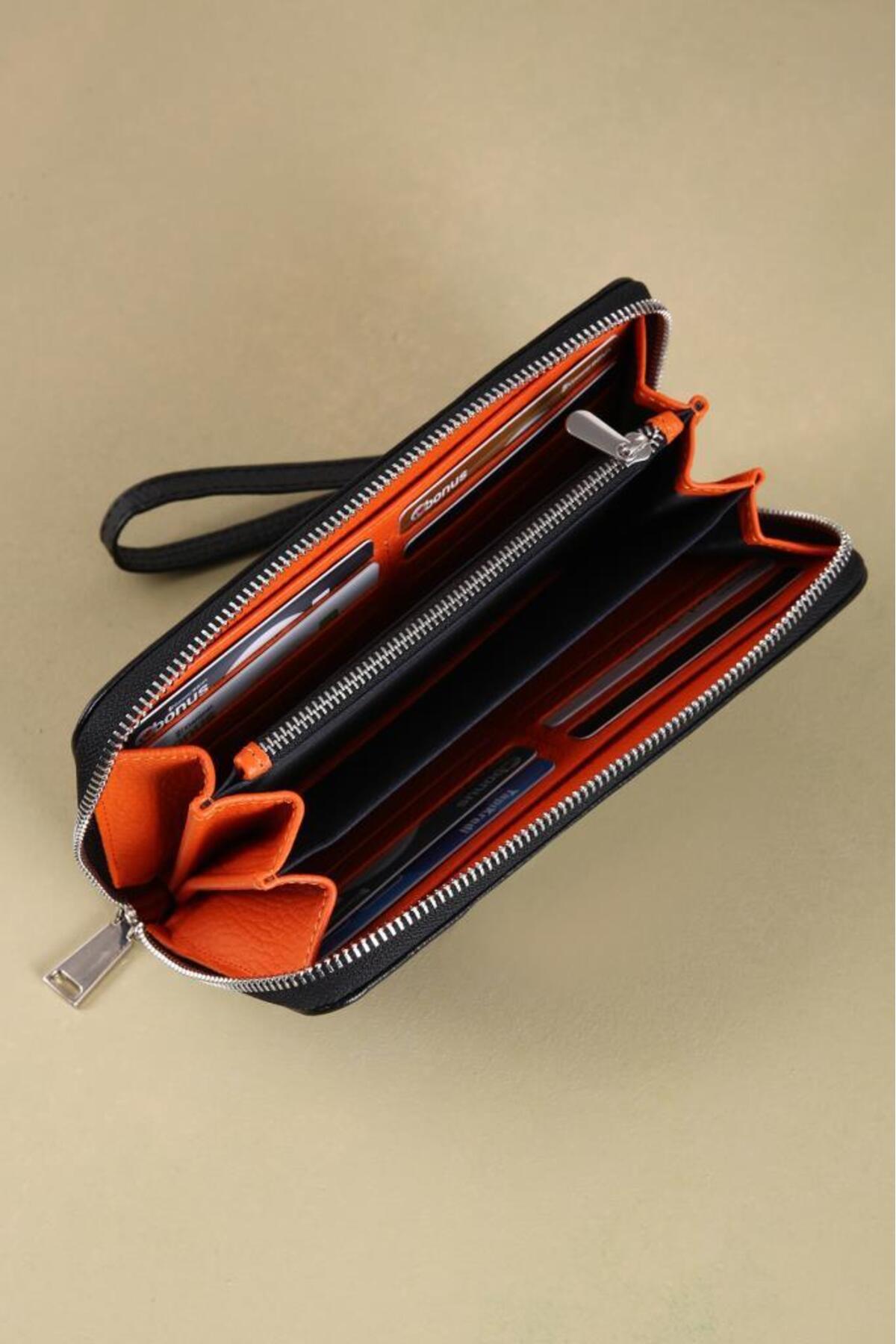 SEPTWOLVES Premium Black Orange Hakiki Deri Erkek Kartlık Cüzdan Fiyatı ...