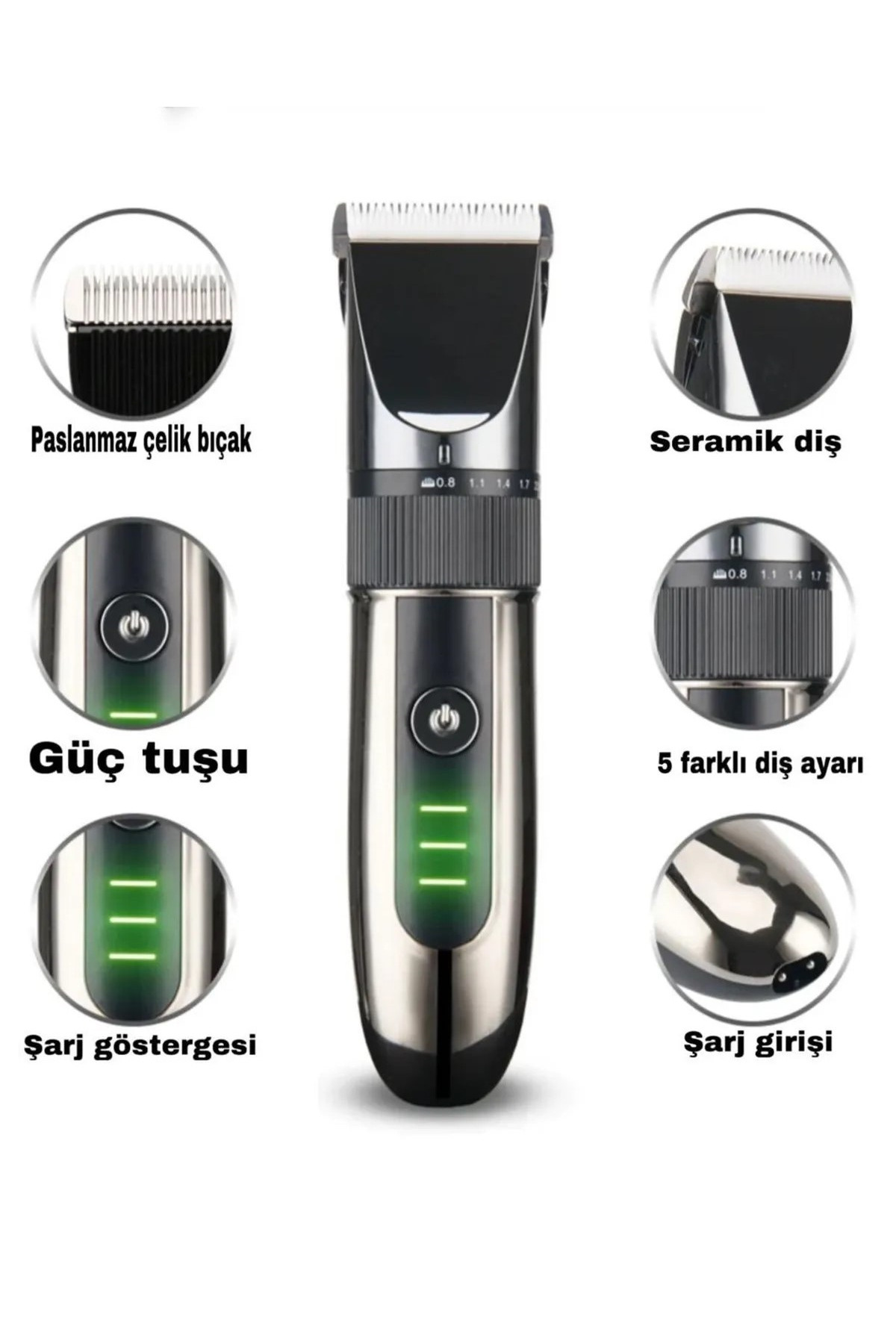 ÇOKAN Profesyonel Saç Sakal Vücut Tıraş Makinesi Berber Tipi Saç Kesme ...