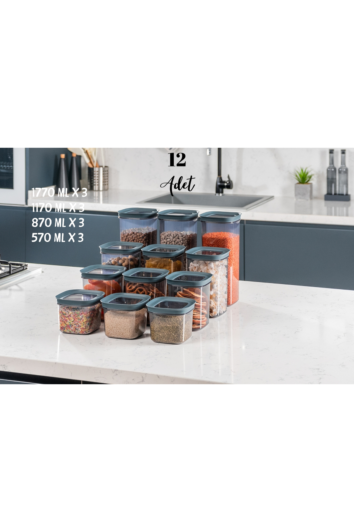 Nix Home 12'Li Lux Erzak Saklama Kabı Seti Sızdırmaz Saklama Kuru Erzak ...