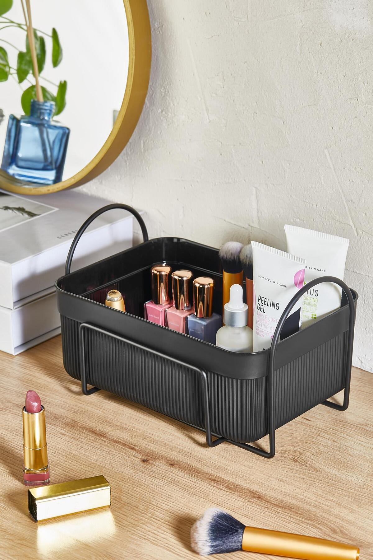 ORSA HOME Mat Siyah Makyaj Ve Kozmetik Düzenleyici Organizer, Modern ...