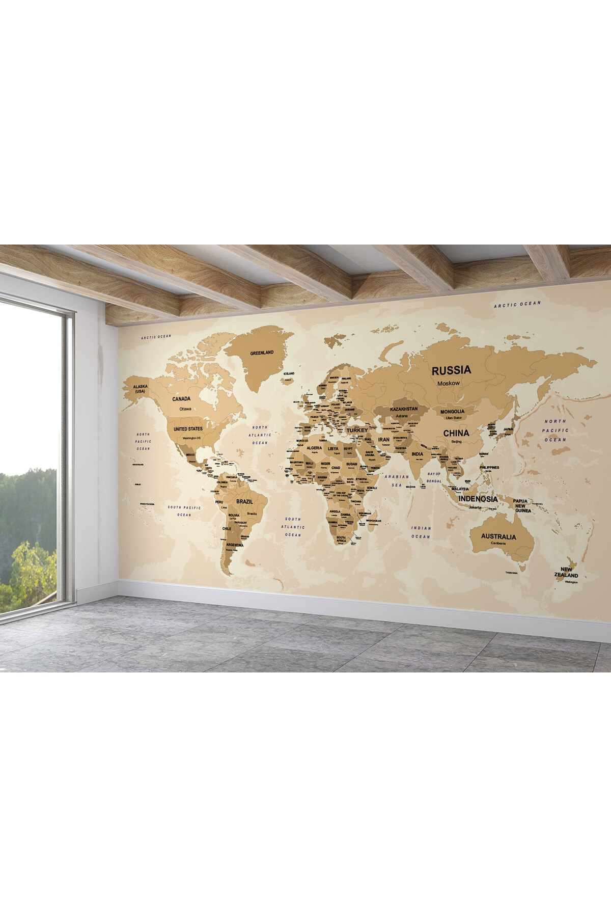 Genel Markalar Dk001 seri Dünya Haritası Duvar Kağıdı Ülke ve Başkentli İngilizce-2765 Fiyatı ...