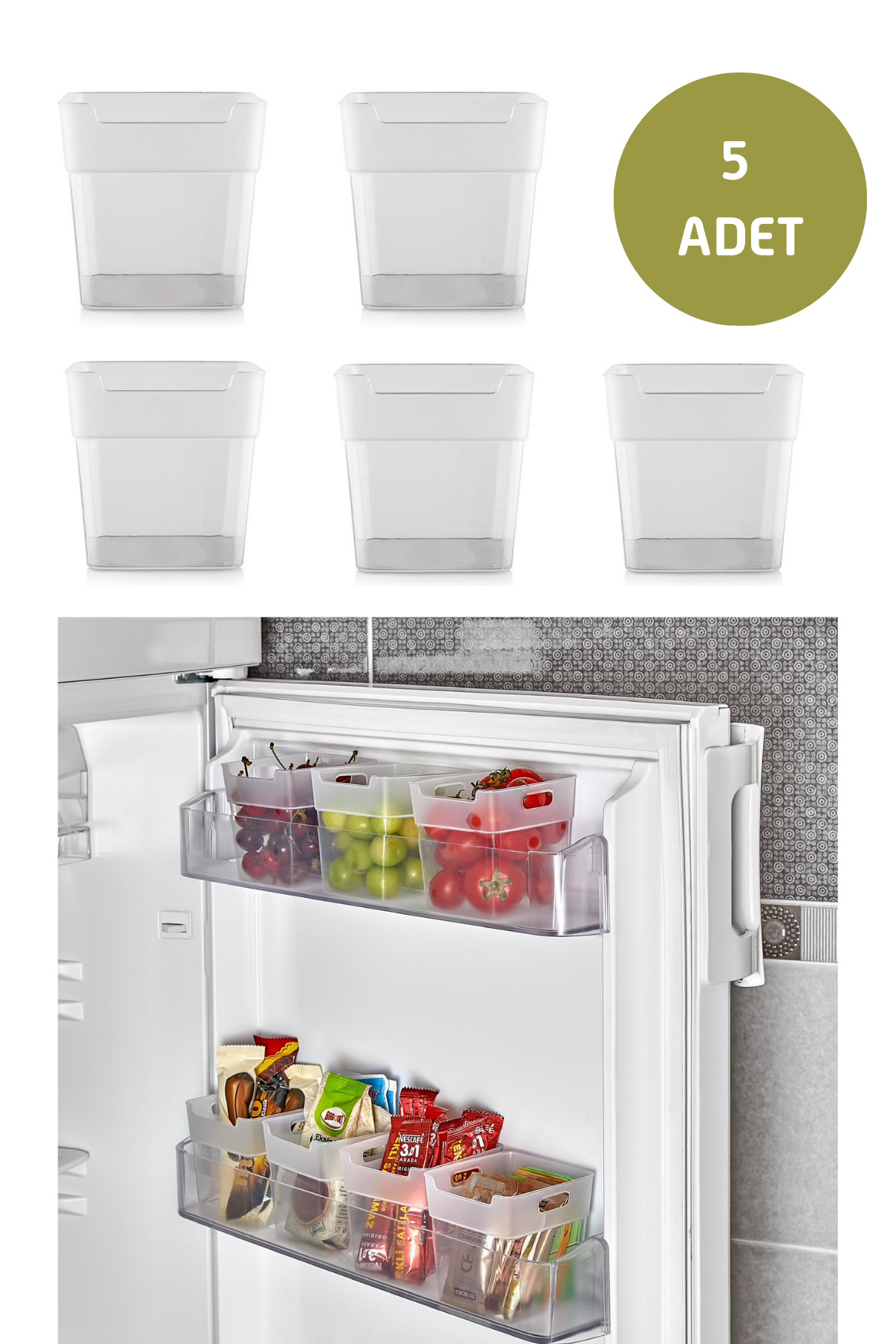 Eynel 5 Adet Buzdolabı Kapak İçi Raf Organizeri, Banyo Kozmetik ...