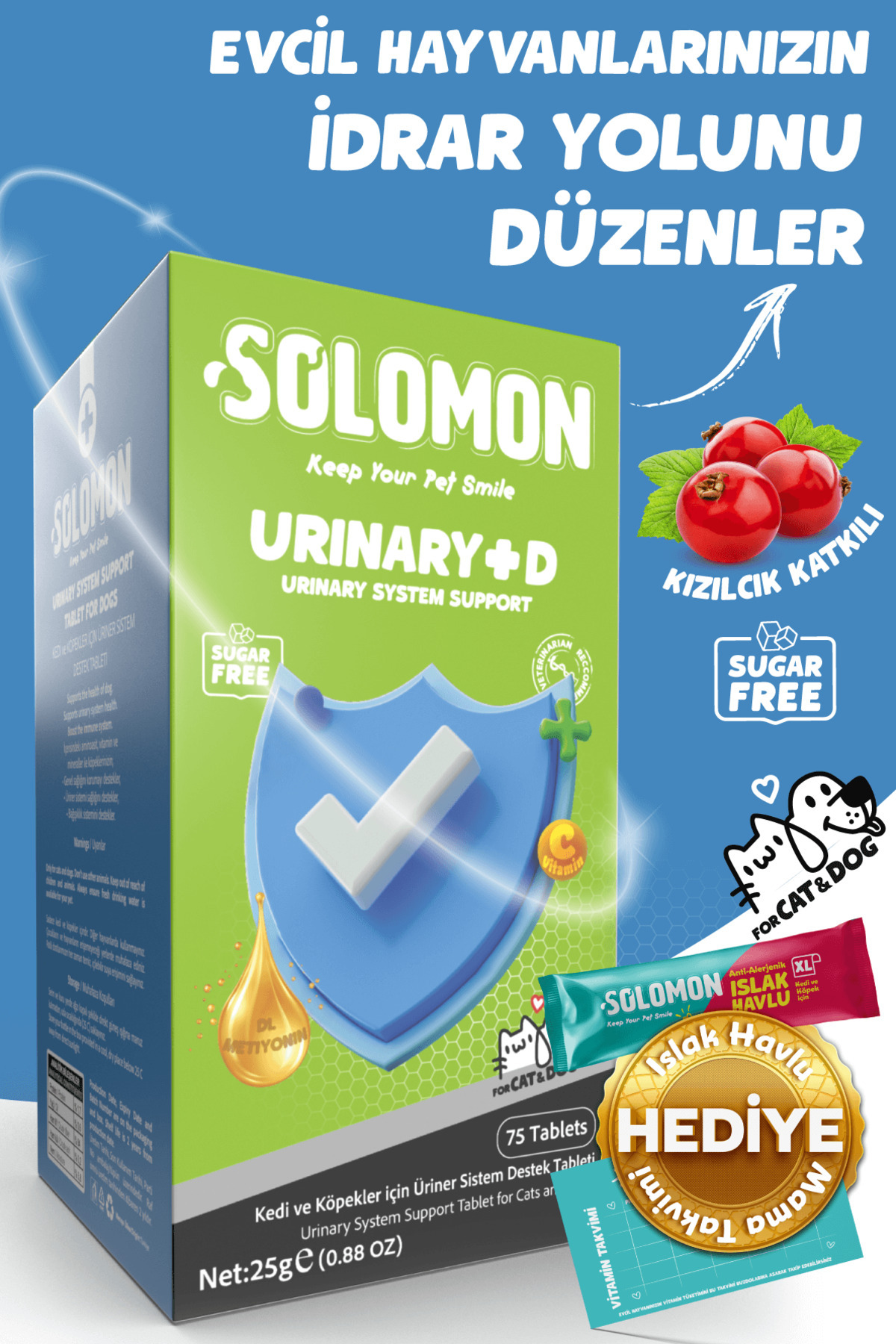 Solomon Urinary Plus D Tablet Kedi Ve Köpek (kedi Ve Köpekler Için ...