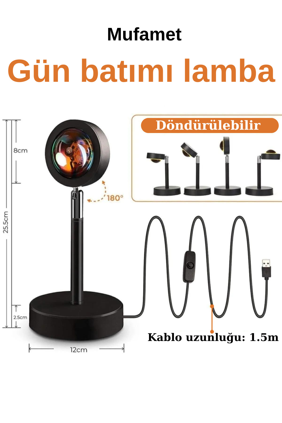 mufamet Gün Batımı Projeksiyon Masa Lambası Romantik Fotoğraf Çekimi ...