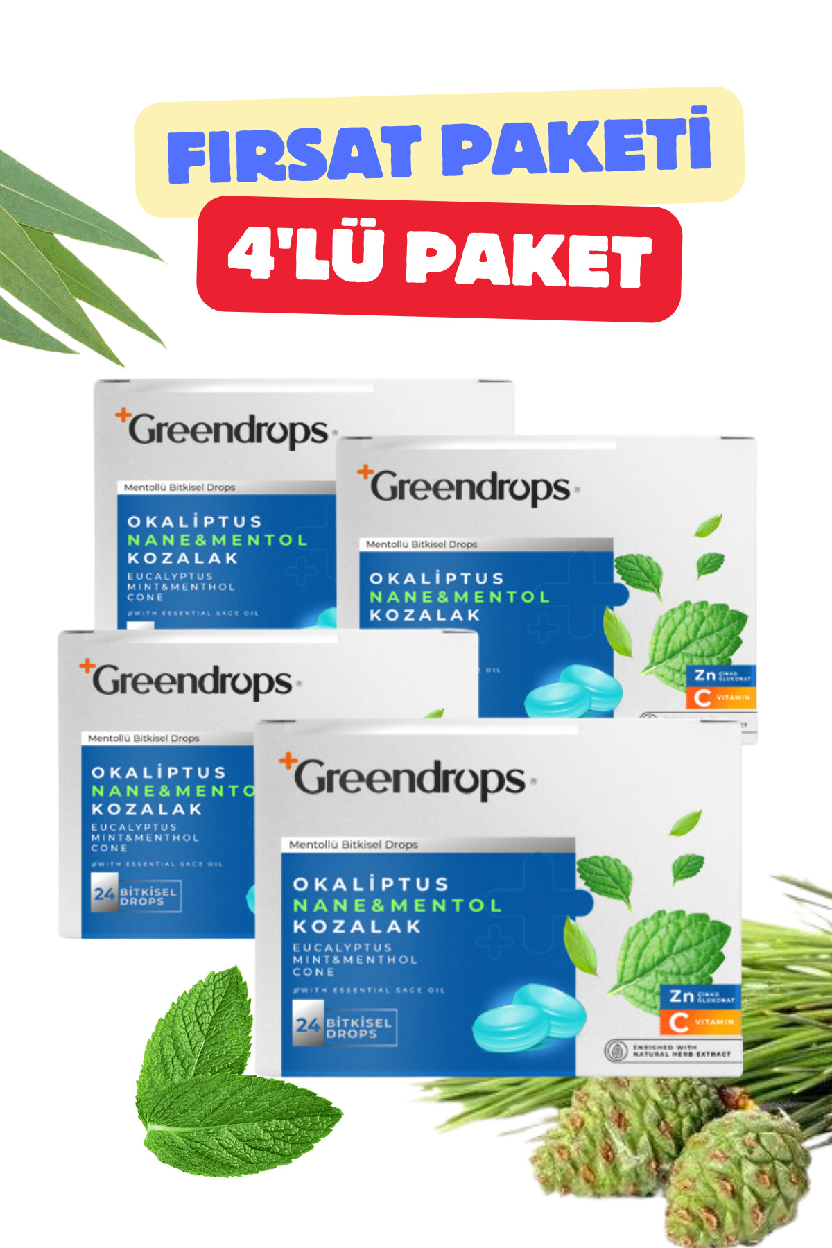 Greendrops 4x Bitkisel Drops Boğaz Pastili - Mentollü - Okaliptus, Nane ...