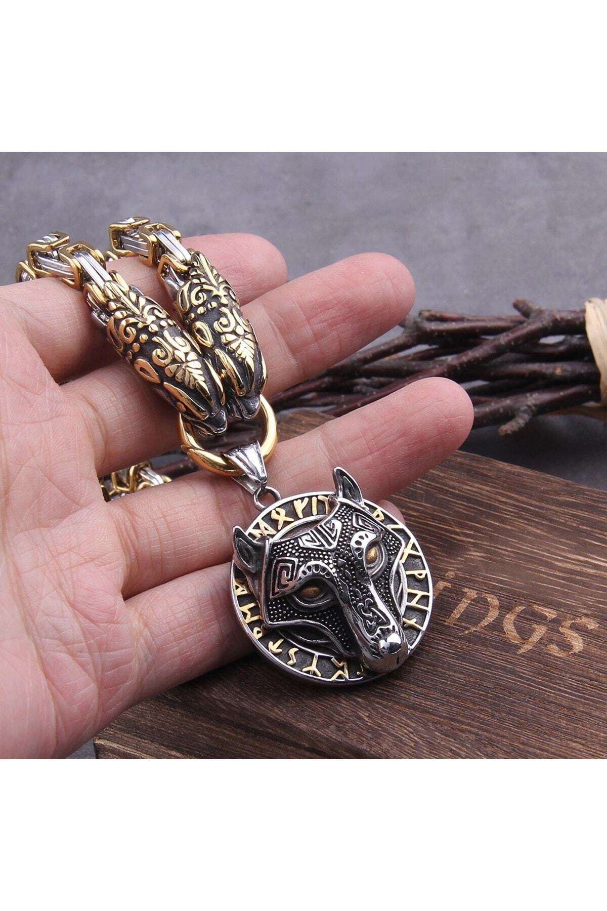 Viking Kurt Kafası Iskandinav Motifli Fenrir Thor Mjollnir & Kral ...