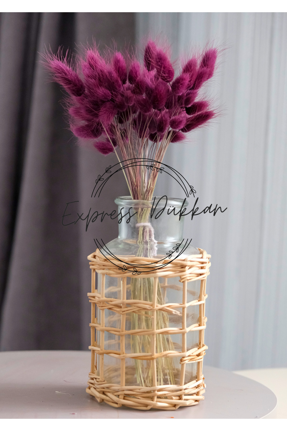 express dükkan Pamuk Otu Lagurus Ev Dekorasyonu Kuru Çiçek 30 Dal ...