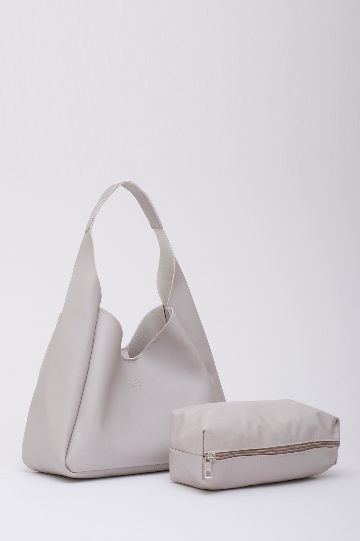 Shaka Gray Shk19 Snap Closure Artificial Leather Zippered Makeup Bag ...