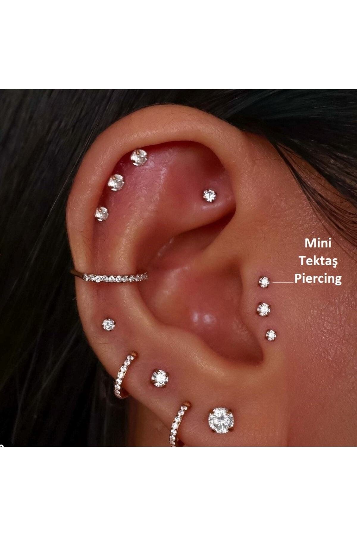 Heppii Mini Tektaş Cerrahi Çelik Piercing Tragus Helix Kıkırdak Conch ...