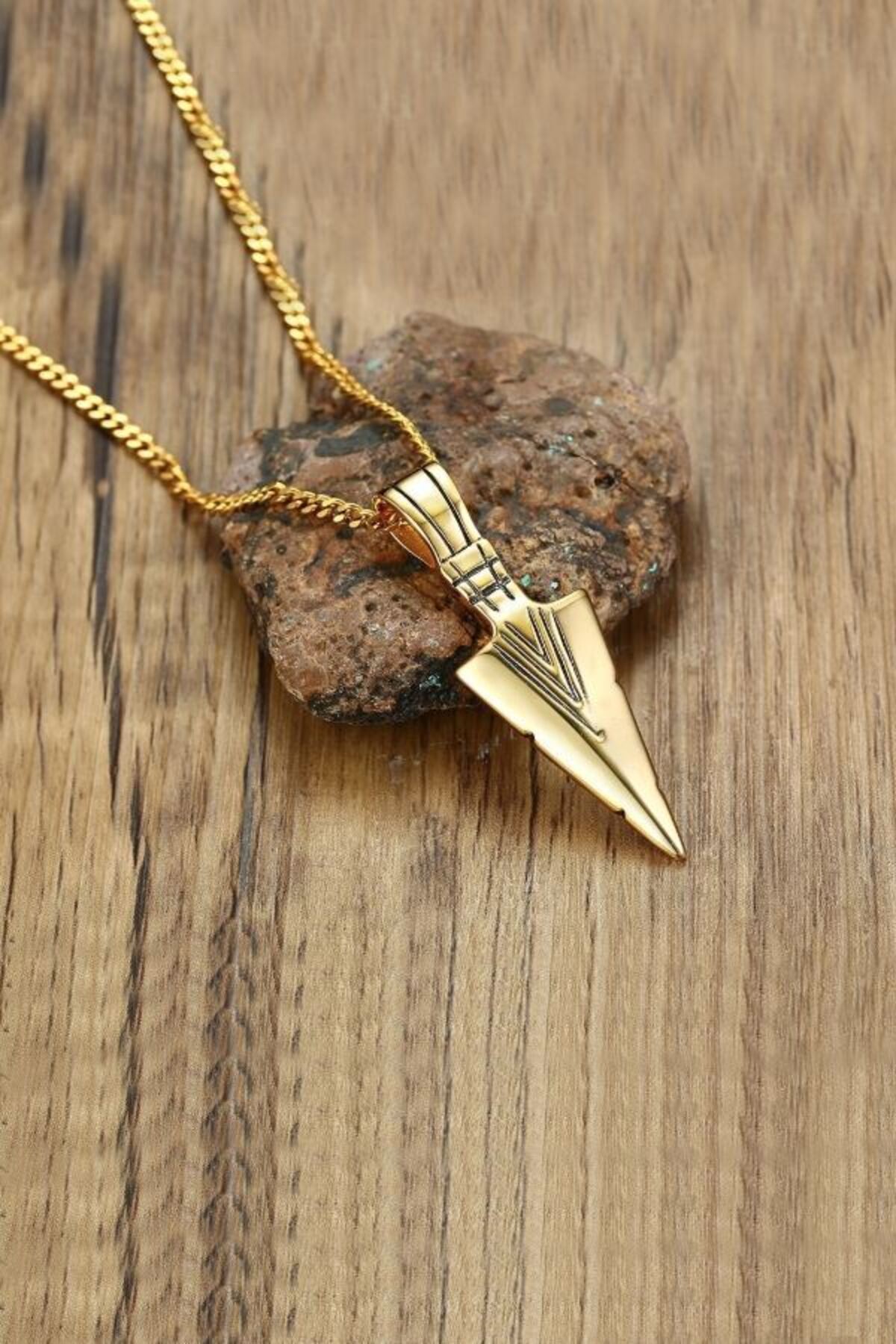 Chavin Gold Çizgili Ok Dizayn Çelik Erkek Kolye Ed09sr Fiyatı ...