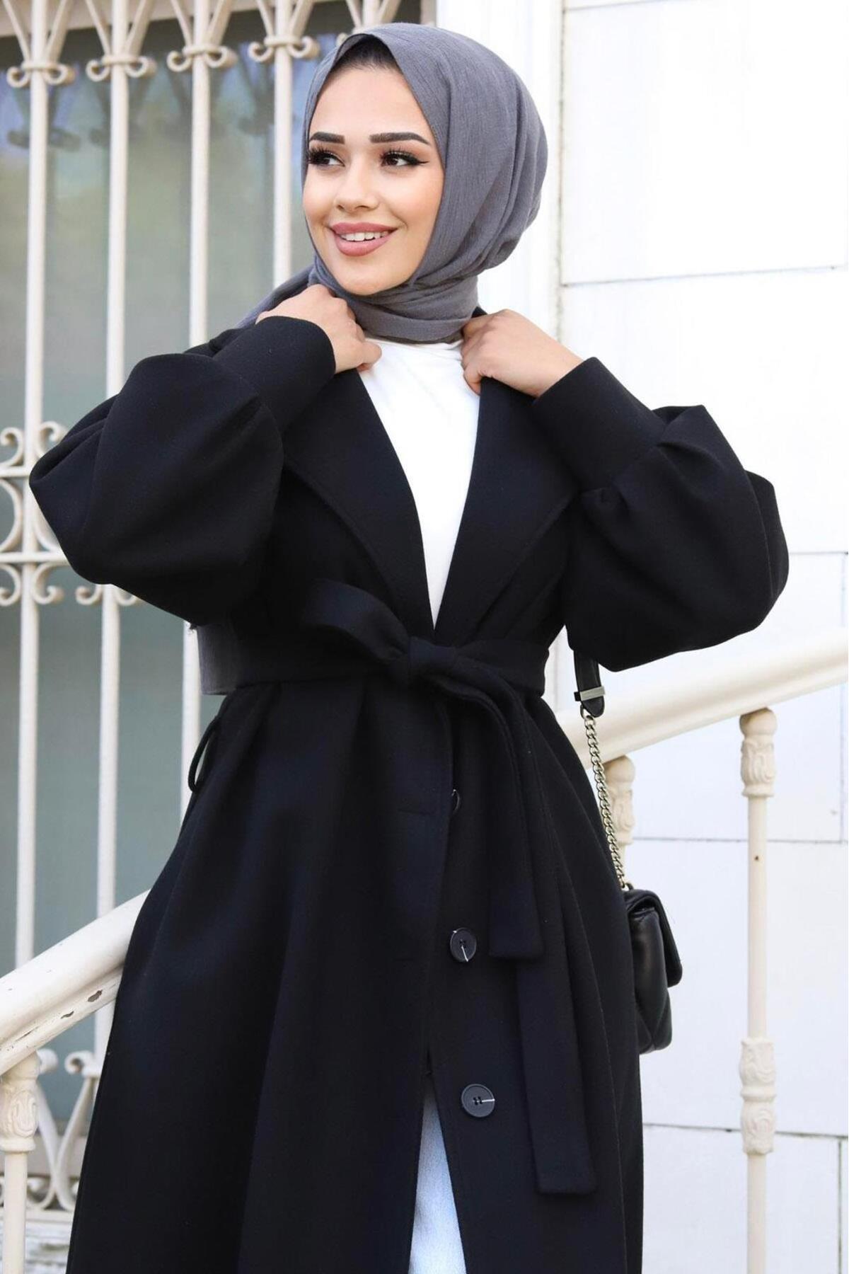 ESMİ Bayan Giyim Kruvaze yaka Balon kol kaşe kaban Fiyatı, Yorumları - Trendyol