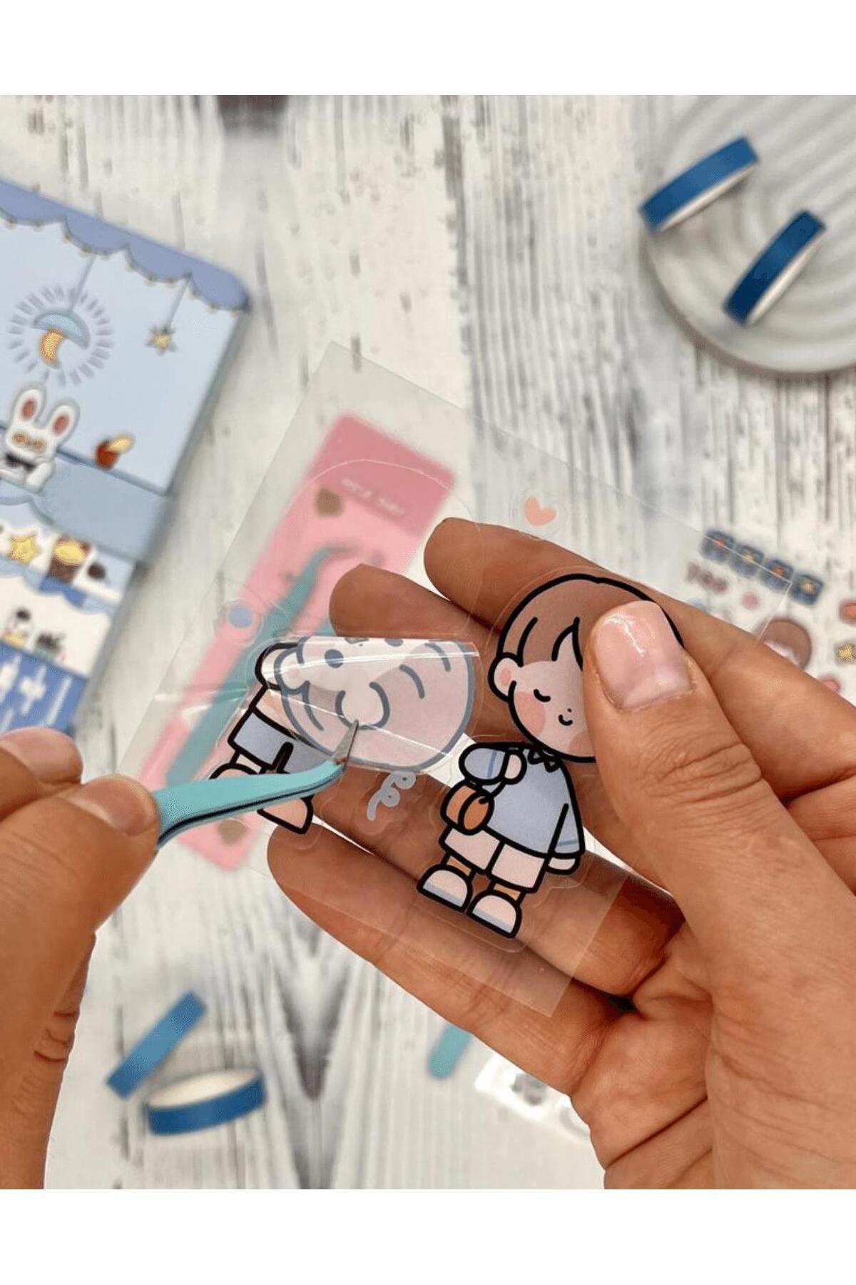 Kağıt Gemi Dükkan 2’li Sticker Cımbızı Seti Düz ve Eğri Uçlu Mavi ...