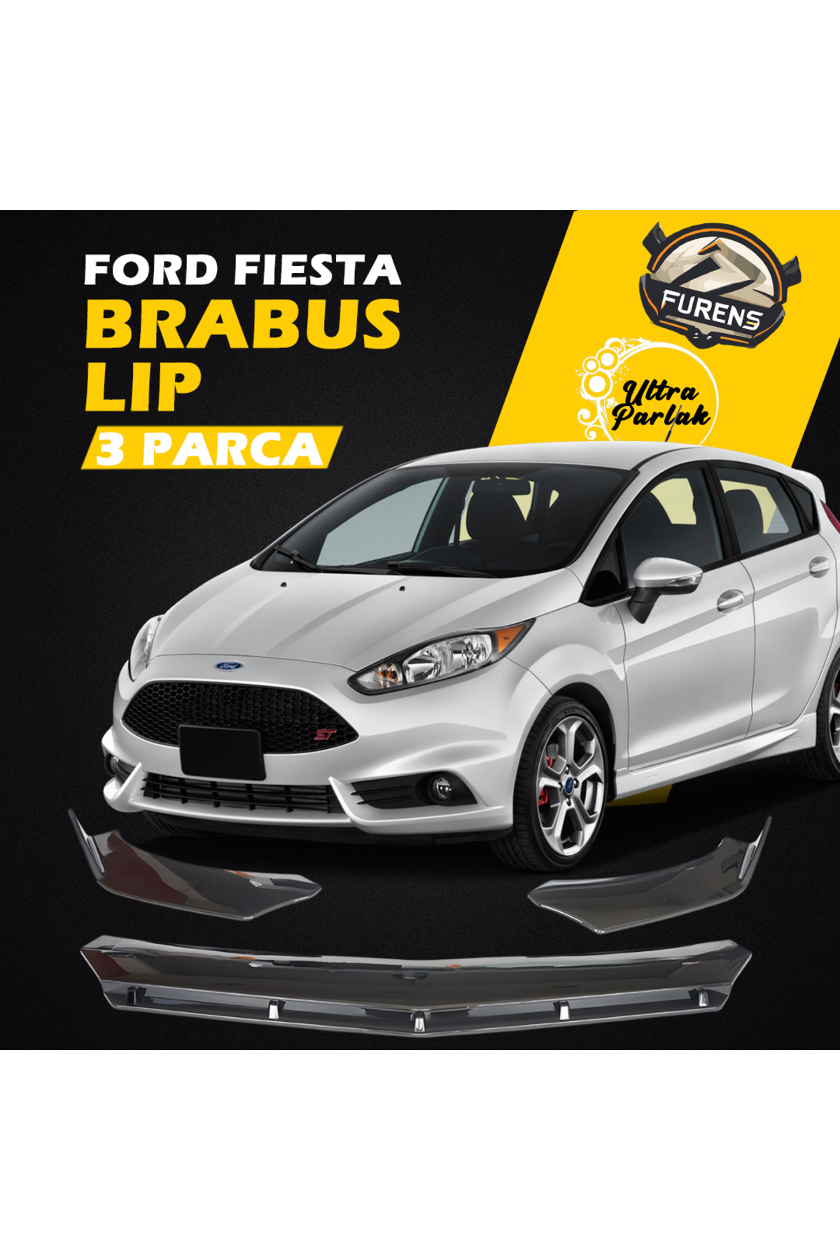 STS Oto Aksesuar Ford Fiesta 2008-2017 Uyumlu Brabus Ön Lip 3 Parça ...