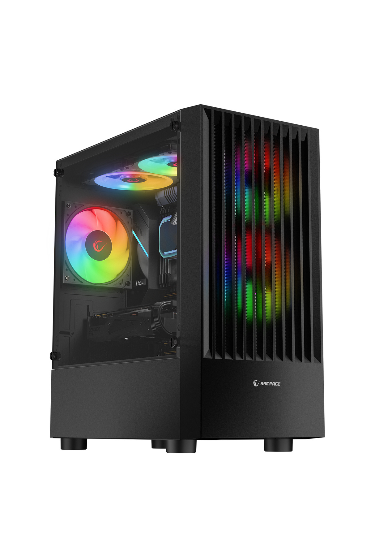Rampage LYRA Mesh Temperli Camlı Siyah 3* 12cm RGB Fan M-ATX Mini-T ...