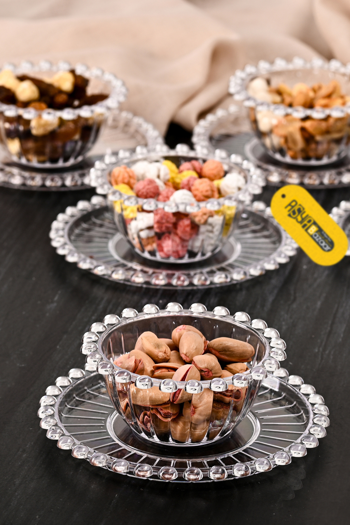 ASYA BAZAAR 12 Parça Akrilik Şeffaf Boncuklu Çerezlik Seti Fiyatı ...