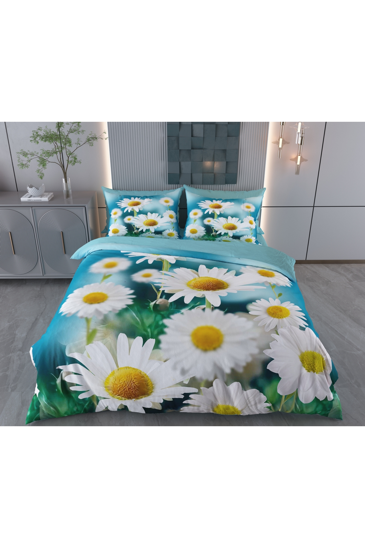 BEYZADE HOME 3d Çift Kişilik Nevresim Takımı 6 Parça Papatya 3 - Fiyatı ...