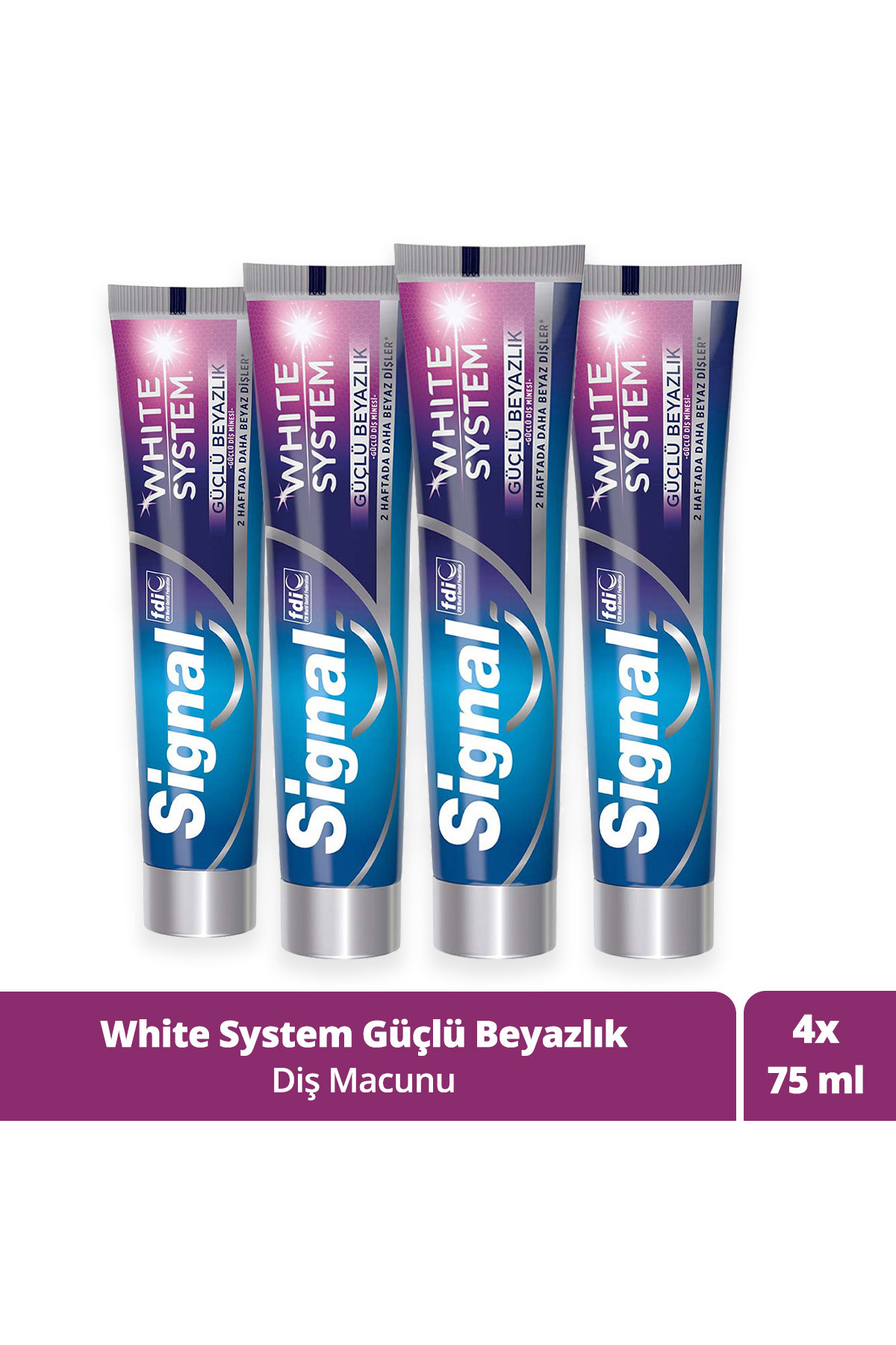 Signal White System Diş Macunu Güçlü Beyazlık Güçlü Diş Minesi 75 Mlx4 ...