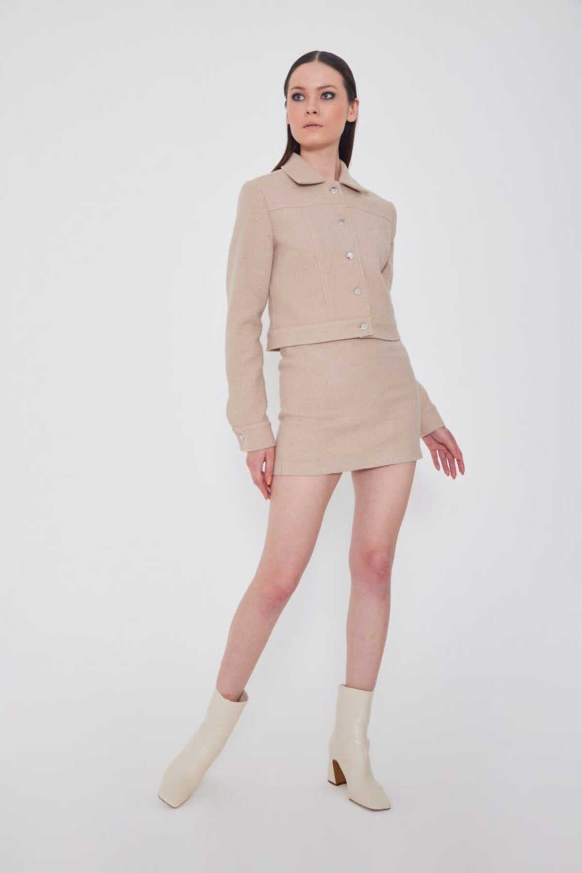 Lefon Kadın Kaşe Ceket Etek Takım Taş Fiyatı, Yorumları - Trendyol