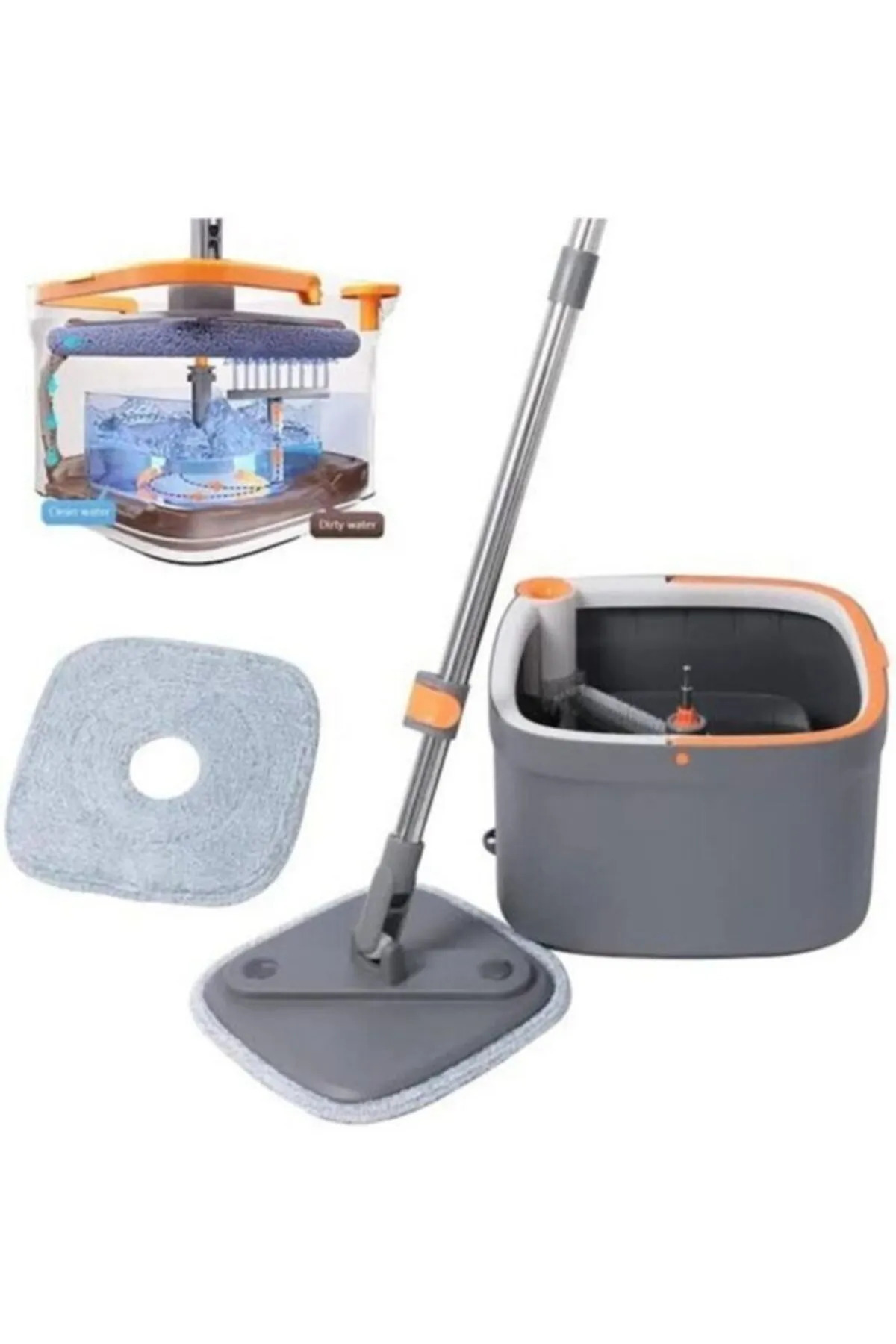 ALBAK Life Döner Başlıklı Otomatik Mop Temizlik Seti - Temiz & Kirli ...