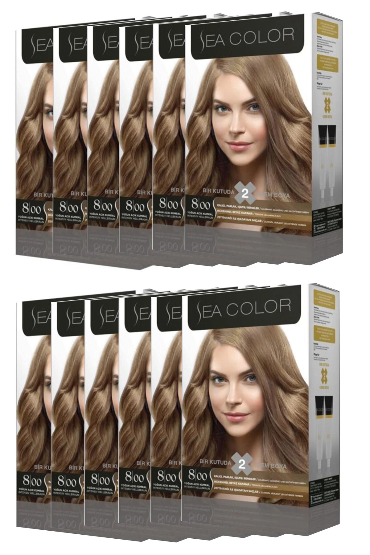 Sea Color SeaColor 8.00 Yoğun Açık Kumral Saç Boyası 12li Ekonomik ...