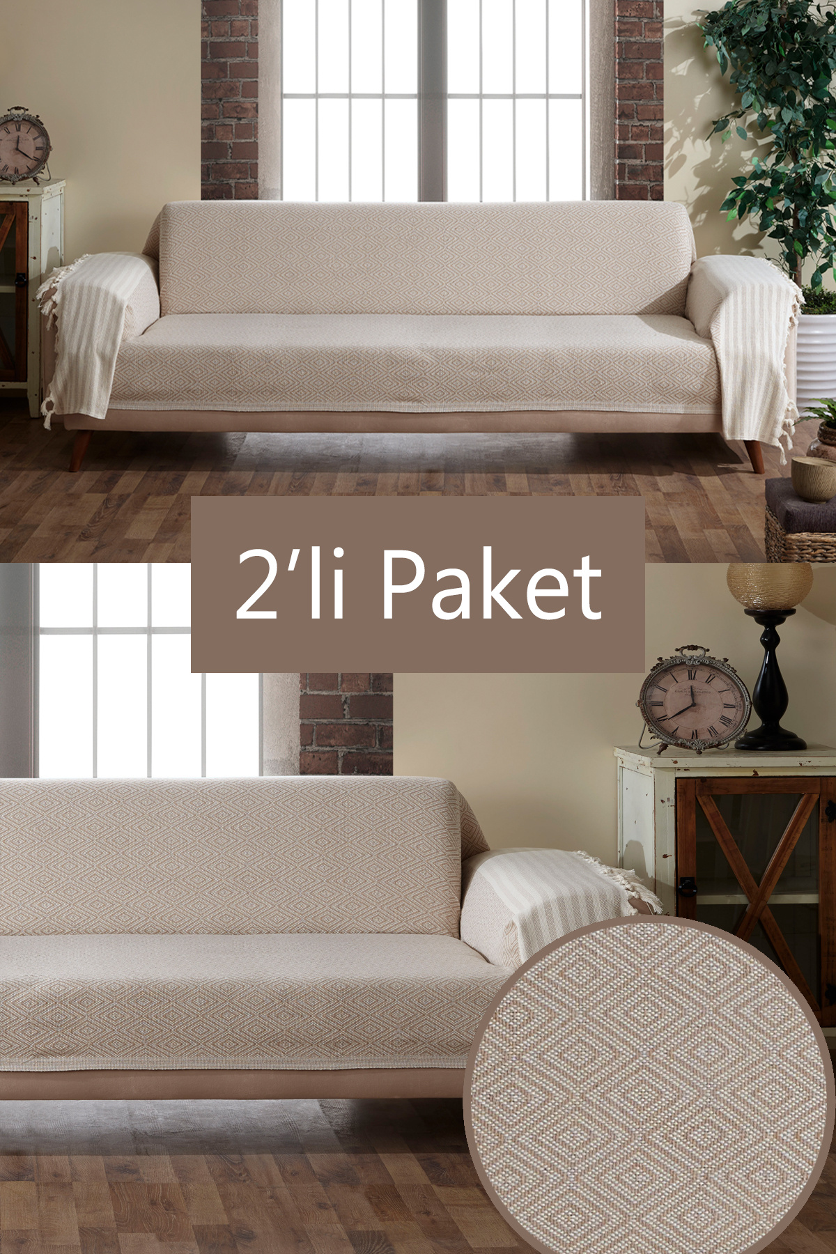 Miracolo Home Pamuklu Kolları Örten 310 Cm Koltuk Kanepe Çekyat Örtüsü ...