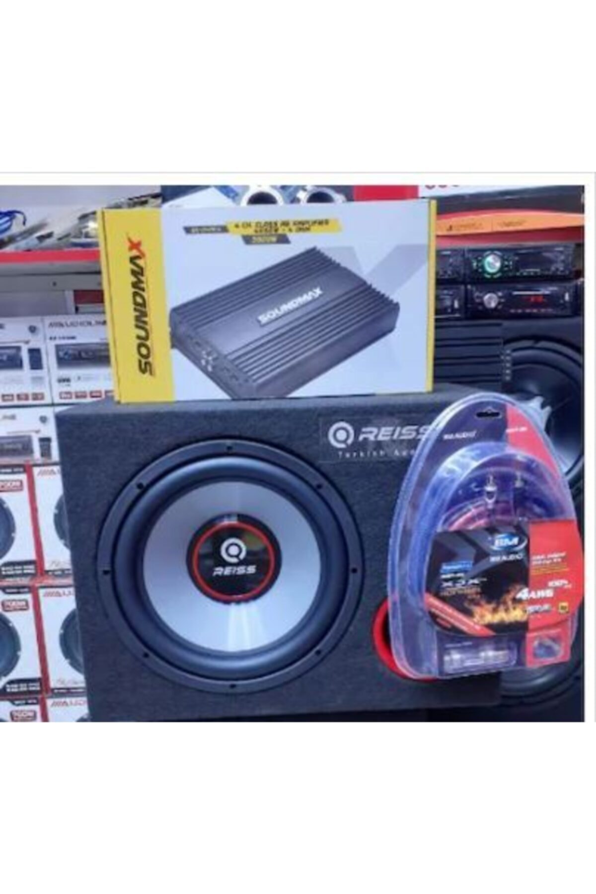 Reiss Reis Rs-ux12 30cm Subwofer 3000w 4 Cıkıs Soundmax Amfi Set Kablo ...