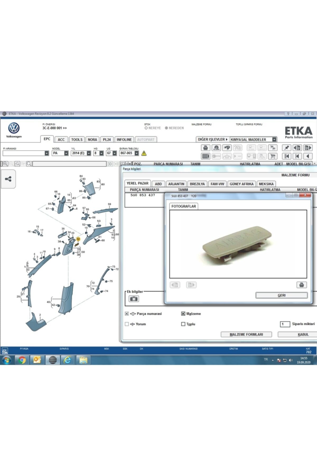 OEM Volkswagen Airbag Yazısı (orj) 3c0853437 / 1k0853437 / 5g0853437 ...