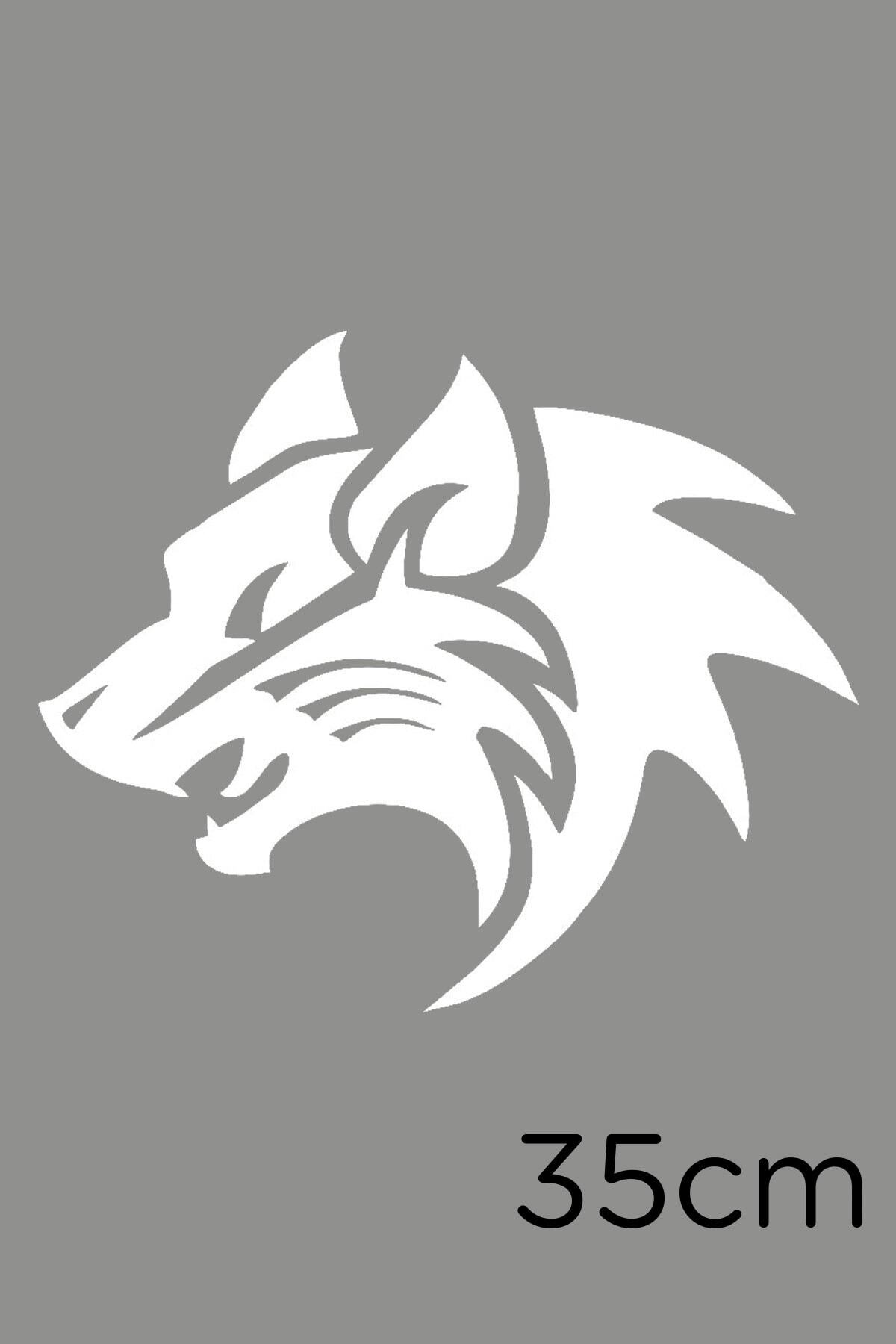 New Jargon Angry Side View Wolf Sticker with Curling Vest 35cm - White ...