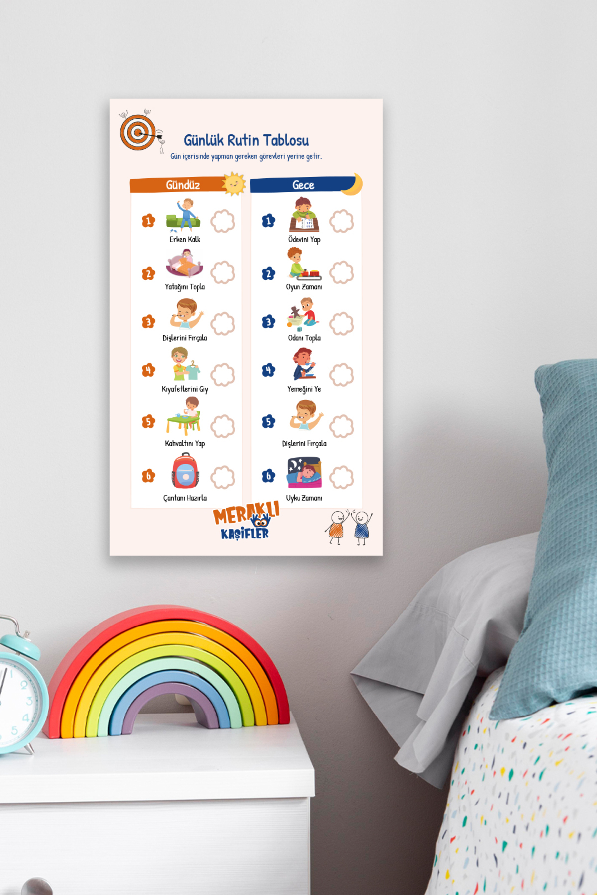 Meraklı Kaşifler Çocuklar İçin Günlük Rutin Tablosu - Fiyatı, Yorumları