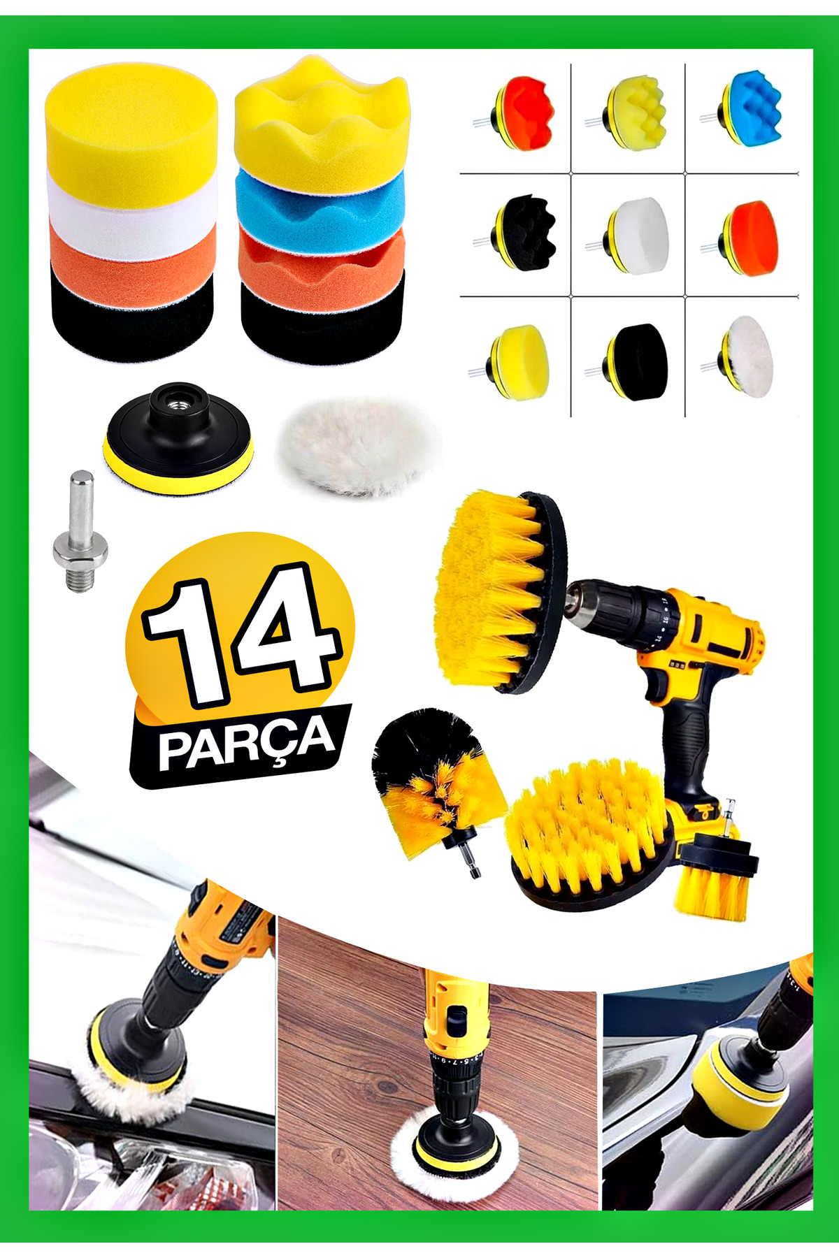 PROXTECH Profesyonel Combo Temizlik 14Parça Pasta Cila Polisaj Süngeri ...