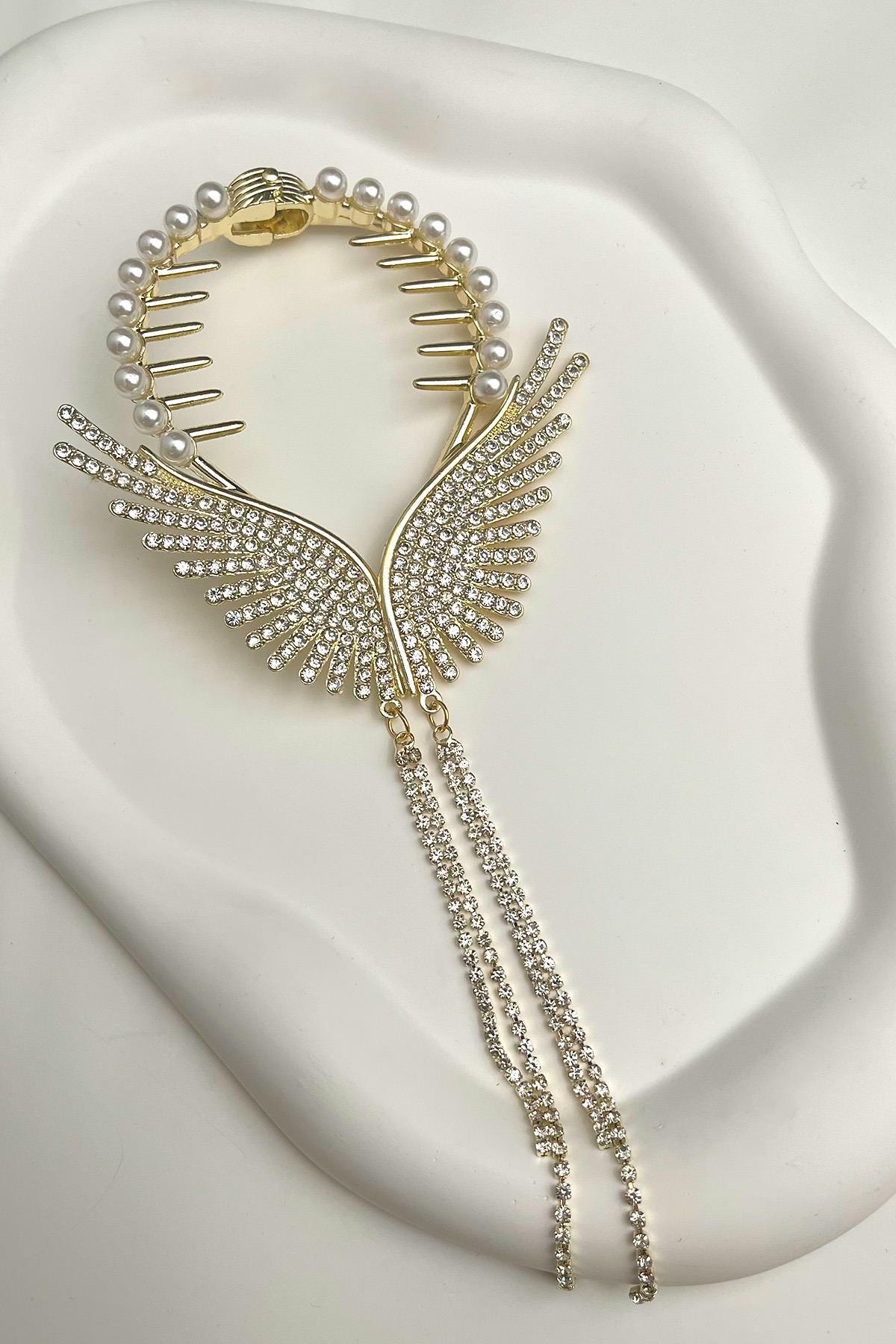 Modex Altın Rengi Taşlı İncili Kanat Topuz Tokası Fiyatı, Yorumları ...