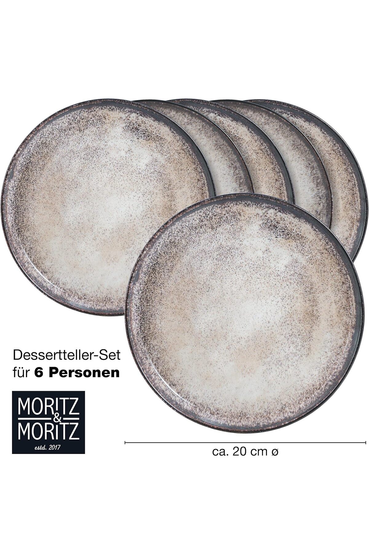 Moritz & Moritz VIDA 6'lı tatlı tabağı seti, 6 kişilik tabak, porselen ...