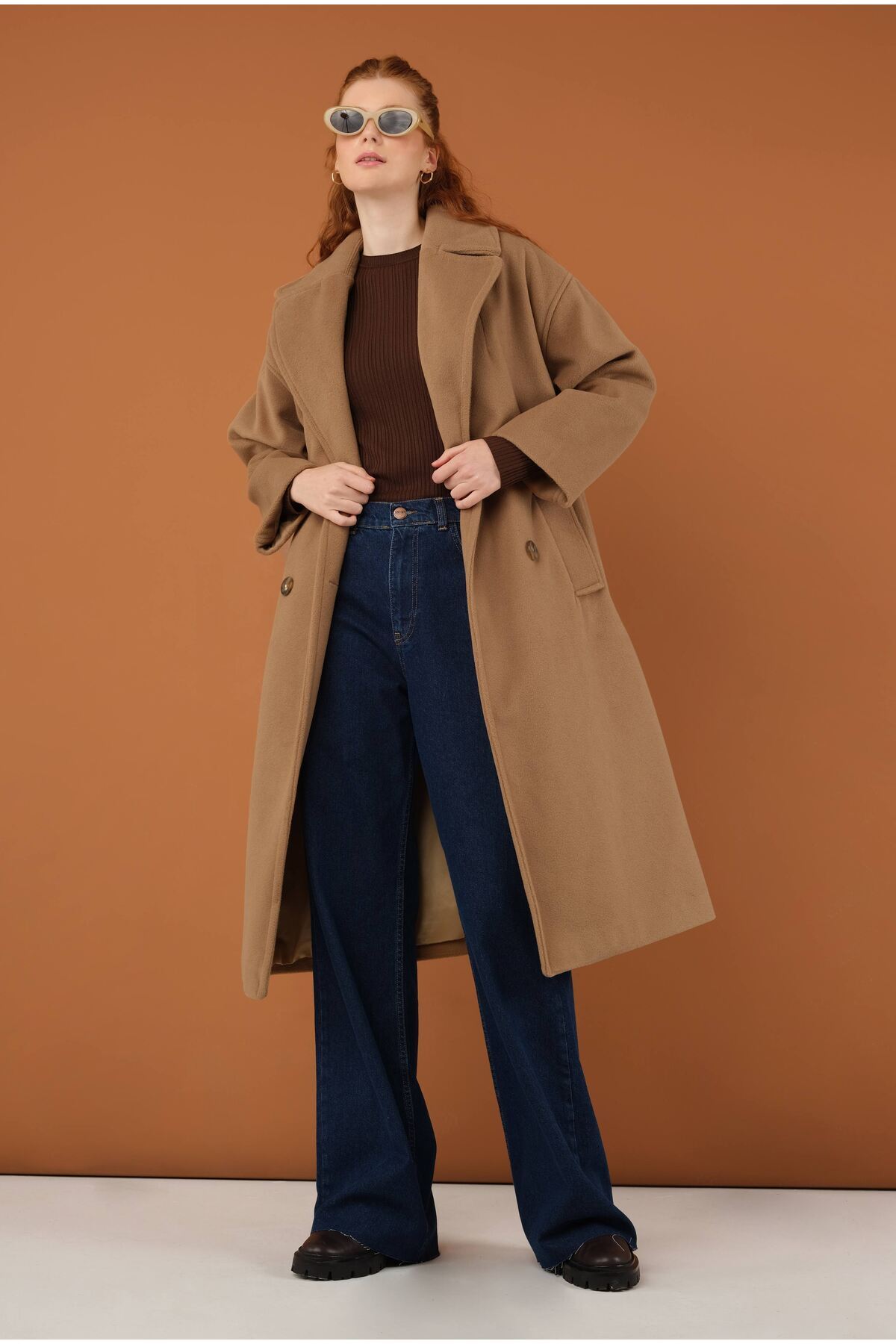 HEQA Kruvaze Düğmeli Kaşe Kaban Camel Fiyatı, Yorumları - Trendyol