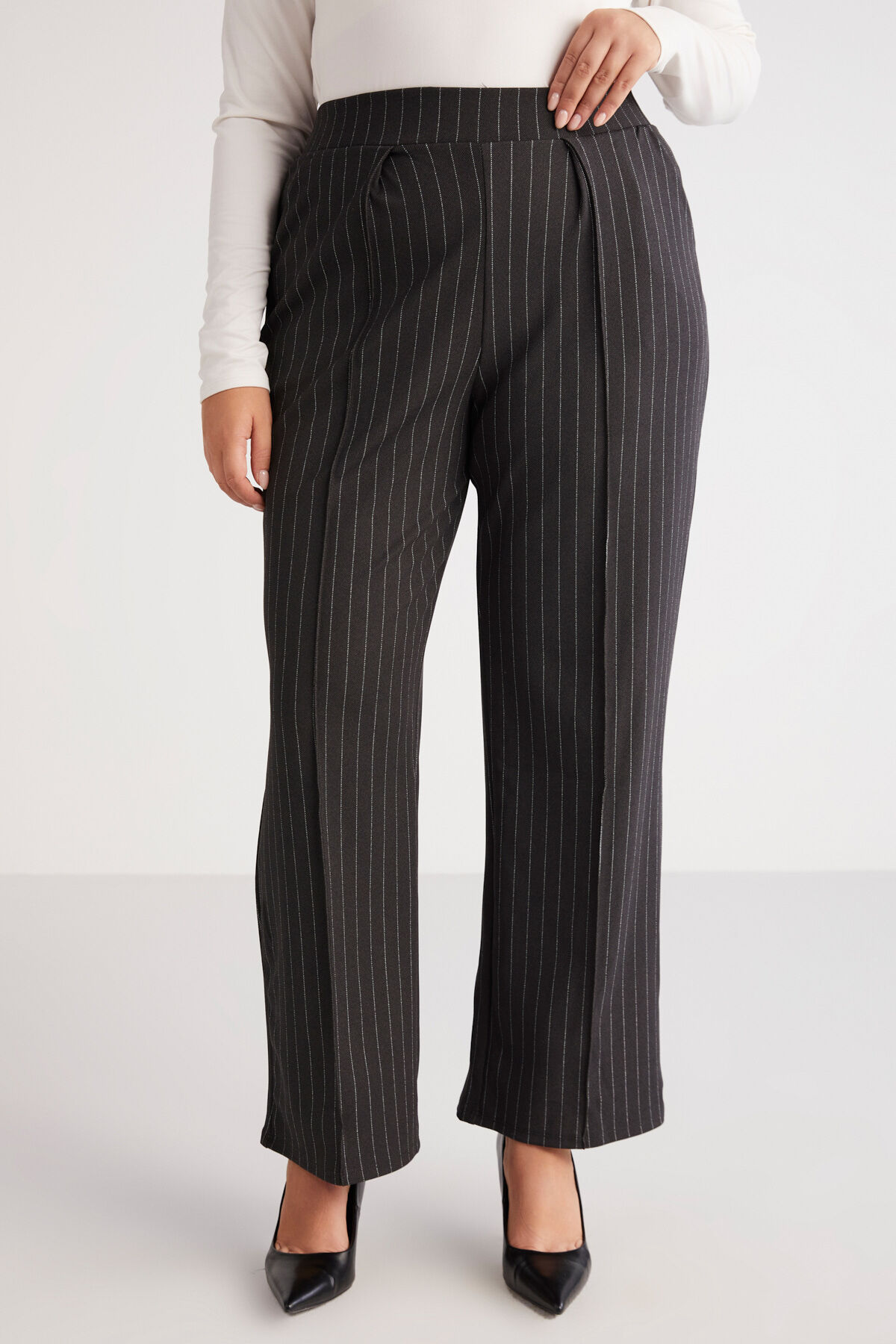 ETHIQUET Hannelebb Kadın Örme Çizgili Nervürlü Ve Pili Detaylı Beli ...