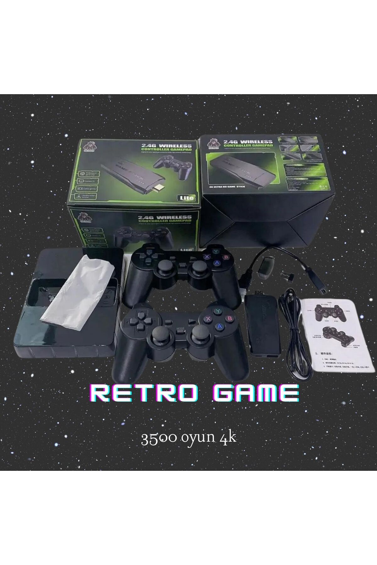 Retro Atari Kablosuz Çift Kol Retro Oyunlar 4k Game Stick 3500 Oyun ...