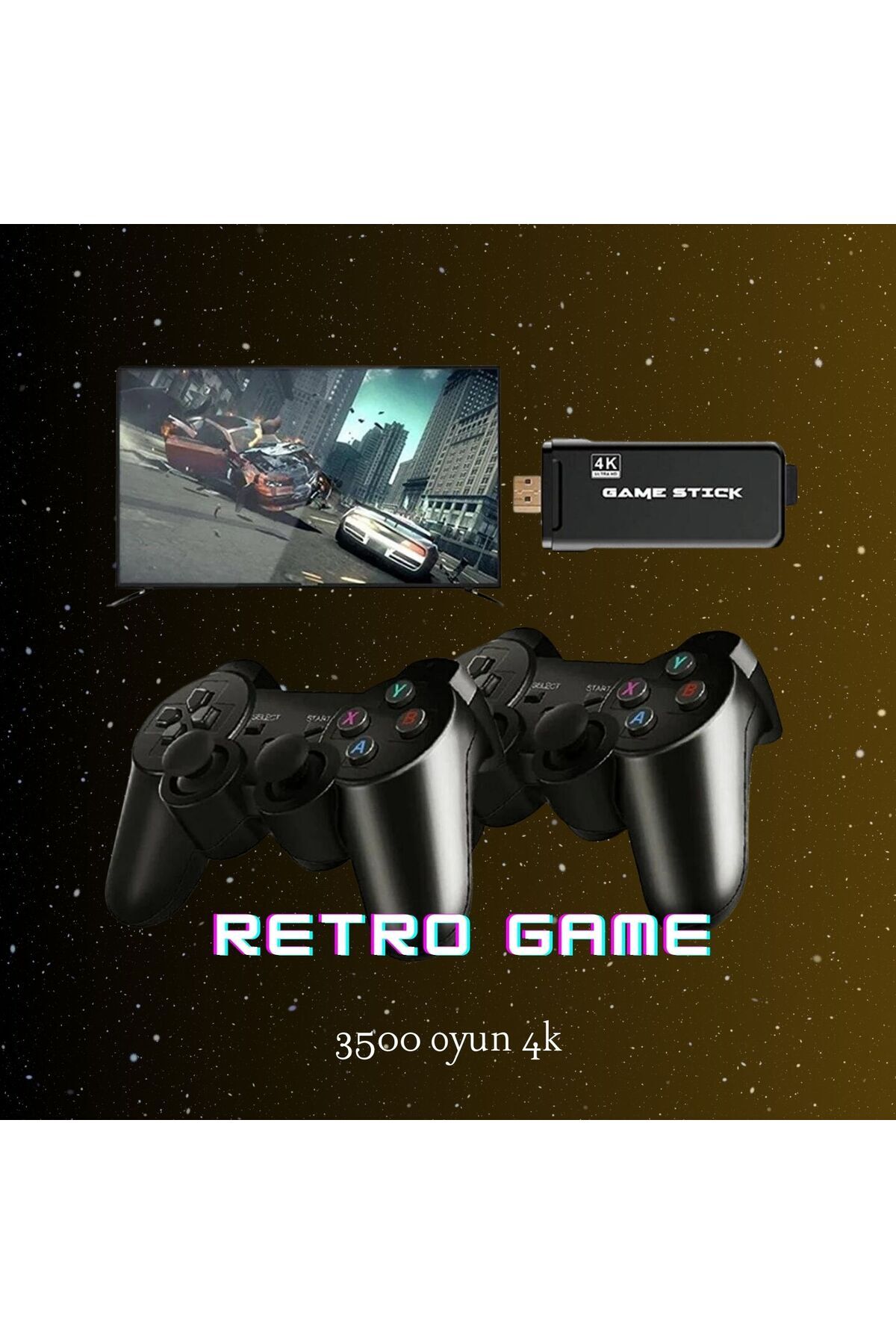 Retro Atari Kablosuz Çift Kol Retro Oyunlar 4k Game Stick 3500 Oyun ...