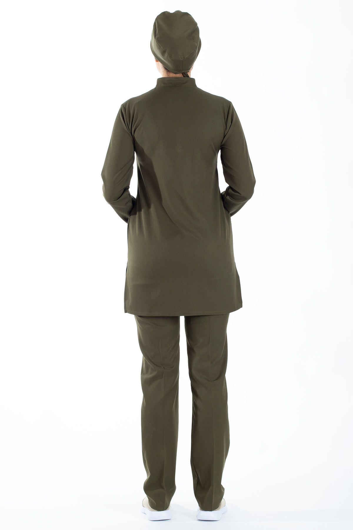 Alsancak Üniforma Khaki Green Thin Lycra Hijab Nurse Uniform and ...