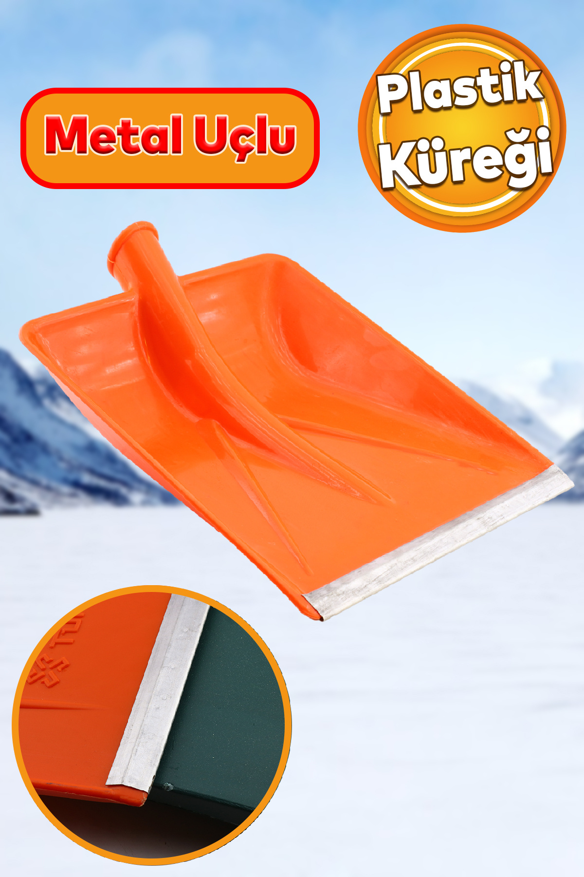 Badem10 Kar Küreme Küreği Plastik Faryap Ahır Gübre Hayvan Pisliği Temizleme Turuncu 32.5x38 cm ...