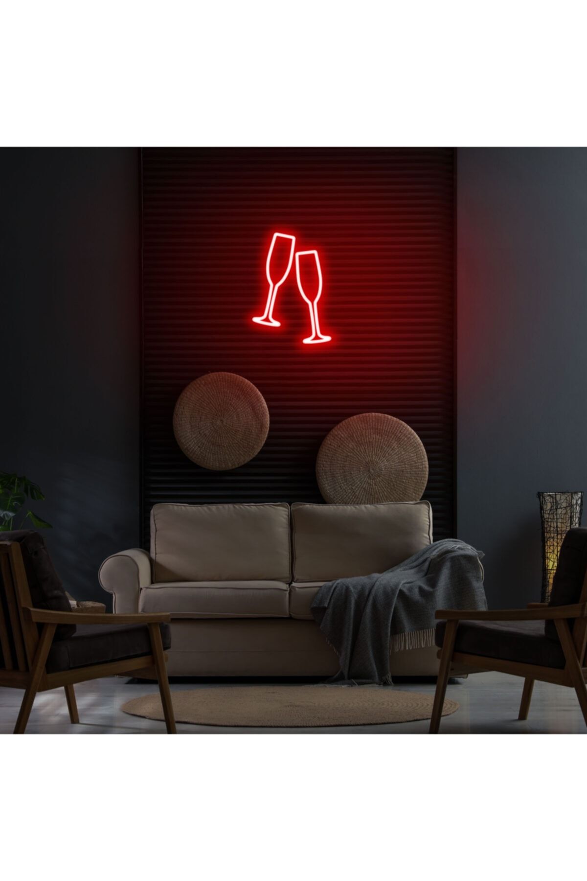 Neon Graph Champagne Glasses Led Dekoratif Duvar Aydınlatması Neon
