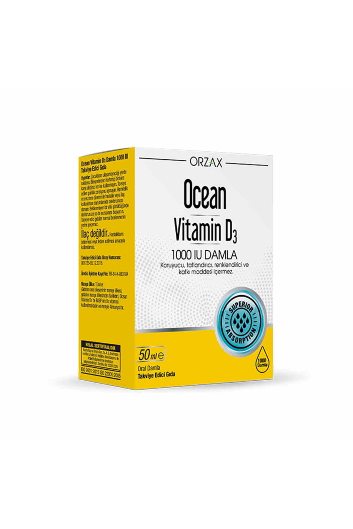 Ocean Orzax Ocean Vitamin D3 1000 IU Damla 50 ml Vitamin D3 1000IU ...
