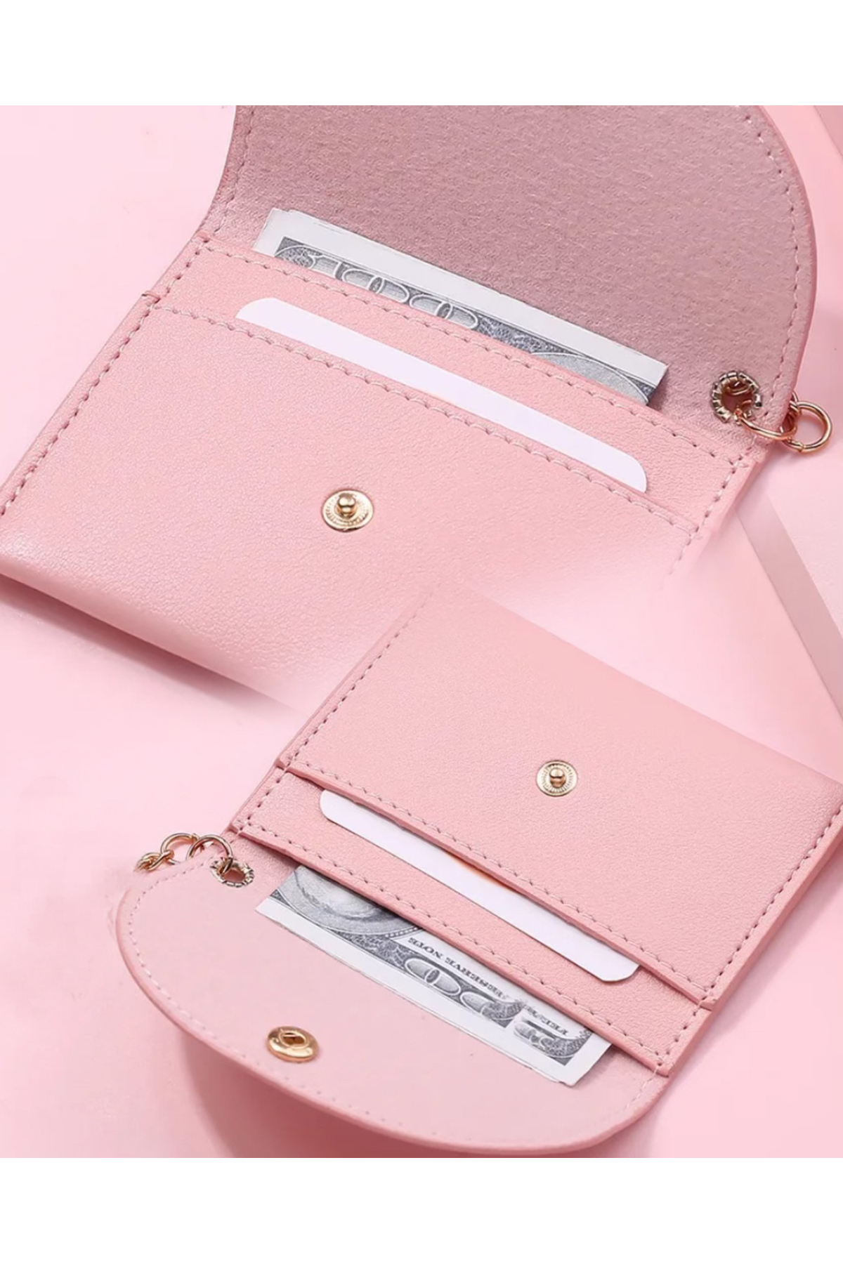 Gempo Premium Pratik Askılı Kartlık Minimalist Cüzdan Kadın Kartlık Kadın Cüzdan Pudra Pembe ...