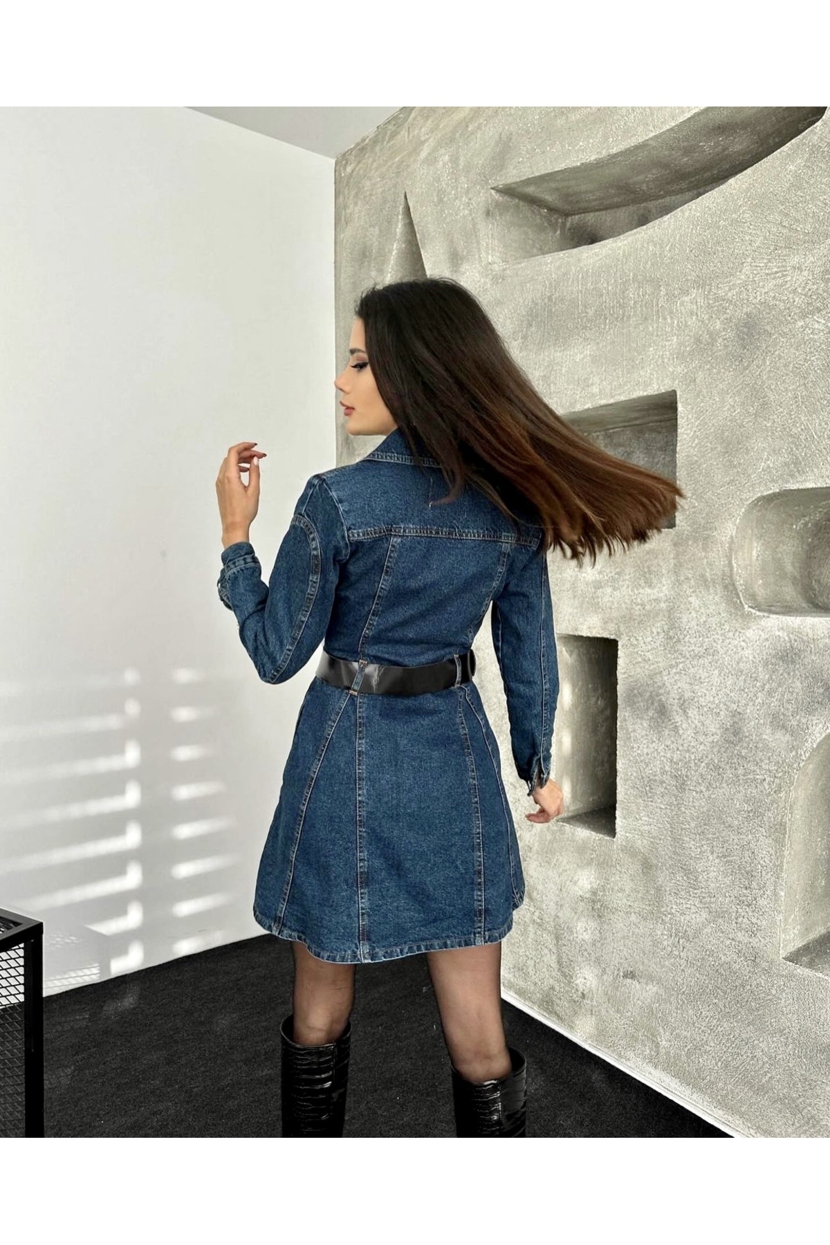 Afiş Butik Lacivert Kemerli Denim Elbise Fiyatı, Yorumları - Trendyol