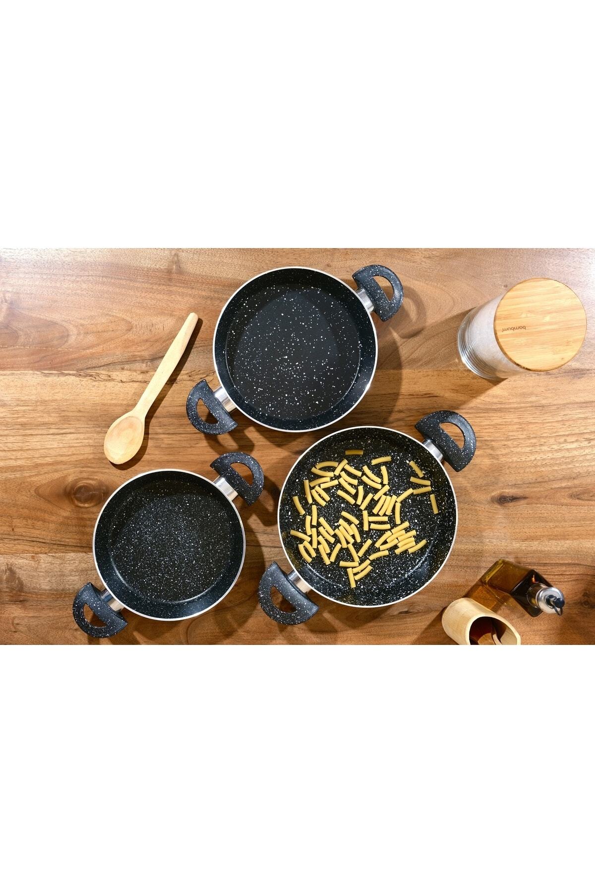 BENA LİFE Granit 20-22-24 Cm Granit 3lü Çift Kulplu Omlet/sahan Tava ...