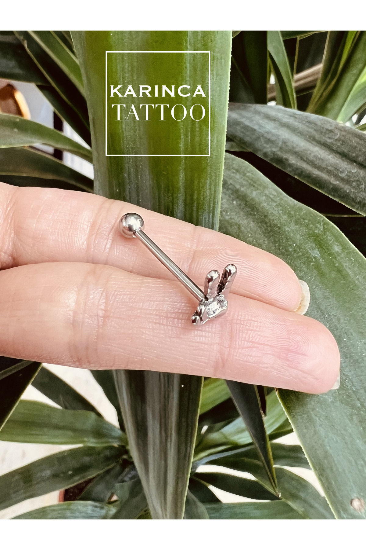 Karınca Piercing Zafer Barış İşareti Dil Piercing Tongue Cerrahi Çelik ...