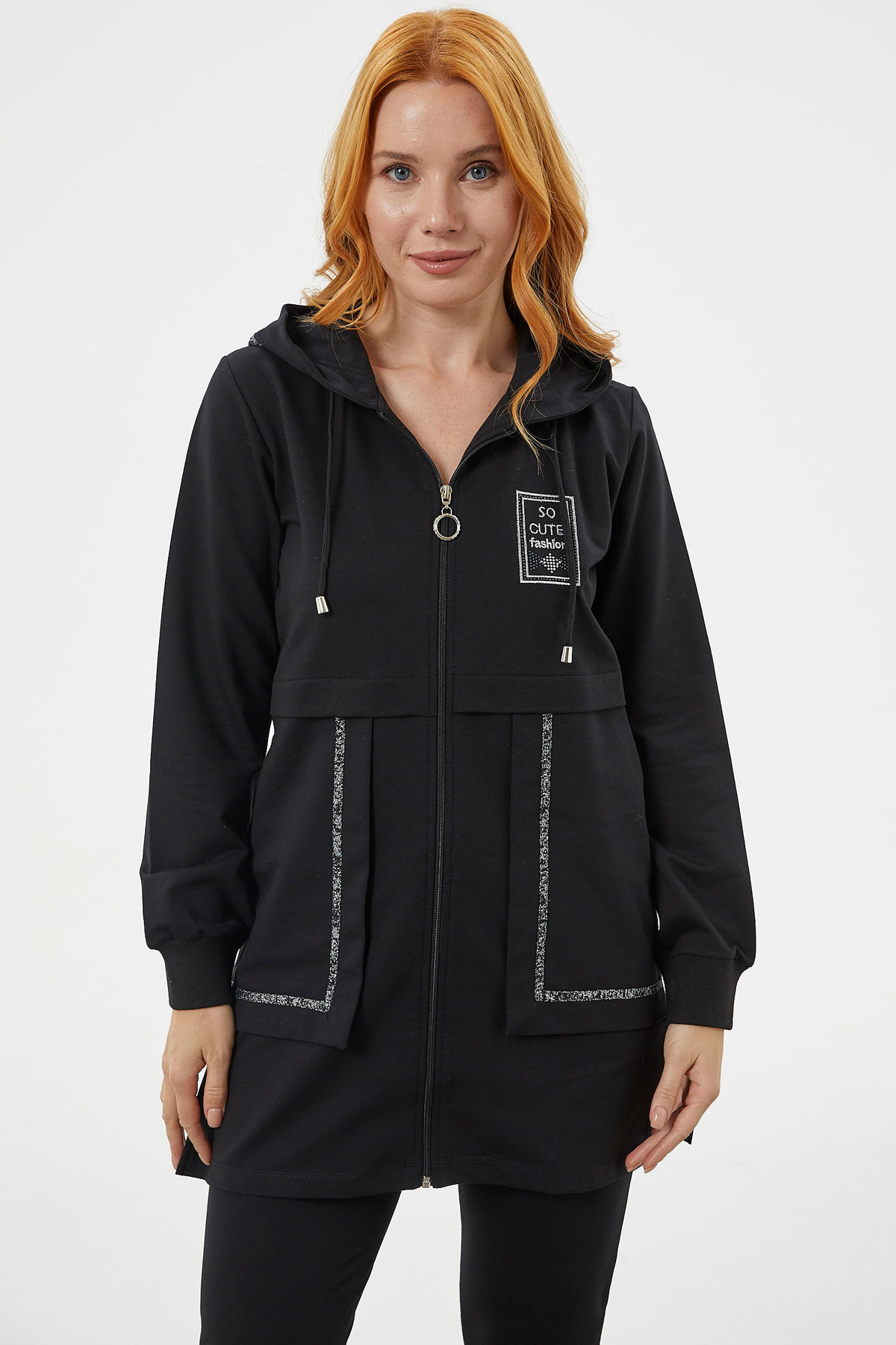 Sementa Kapüşonlu Biye Detaylı Fermuarlı Eşofman Takımı - Siyah Fiyatı ...