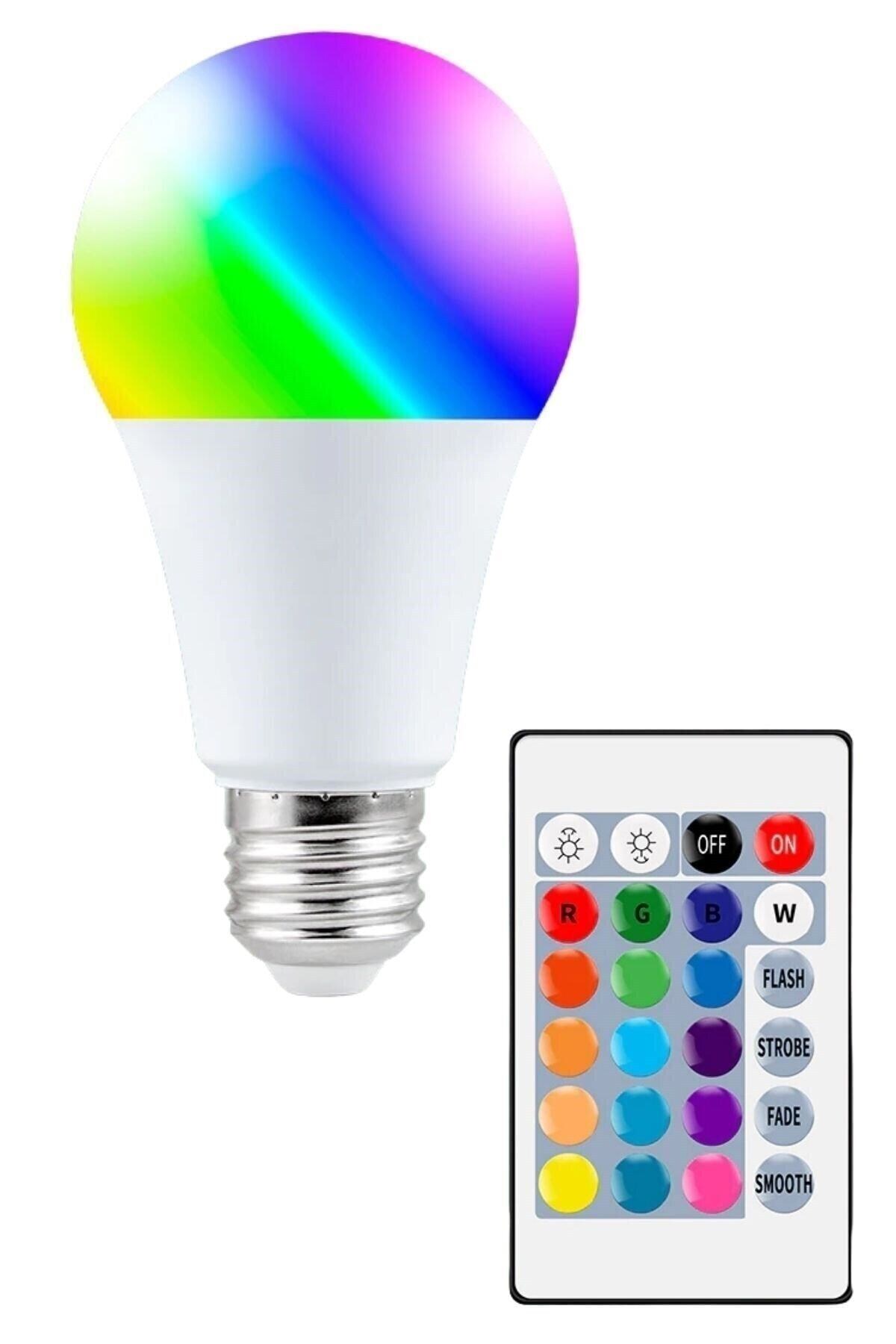 ibovia Led Uzaktan Kumandalı Renk Değiştiren Ampul Rgb 9w Beyaz Lamba ...