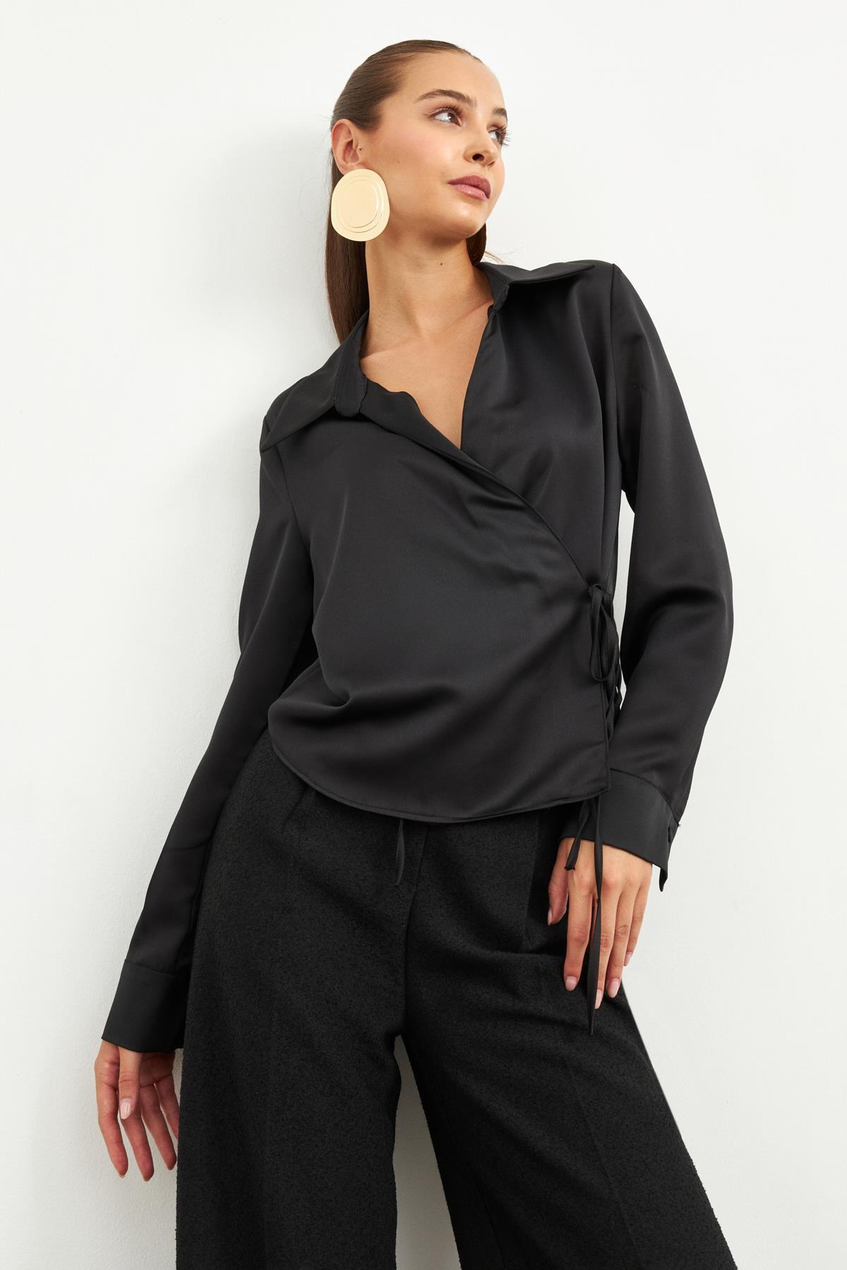 Setre Siyah Kruvaze Uzun Kollu Gömlek Fiyatı, Yorumları - Trendyol