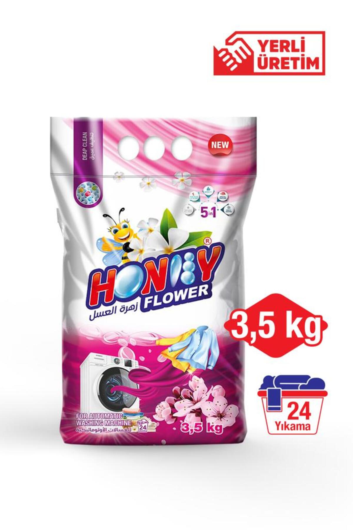 HONEY FLOWER TOZ DETERJAN 3,5 MATİK+SIVI DETERJAN 3lt+YUMUŞATICI 1,5 lt+ OXİ LEKE 1000 4 LÜ ...